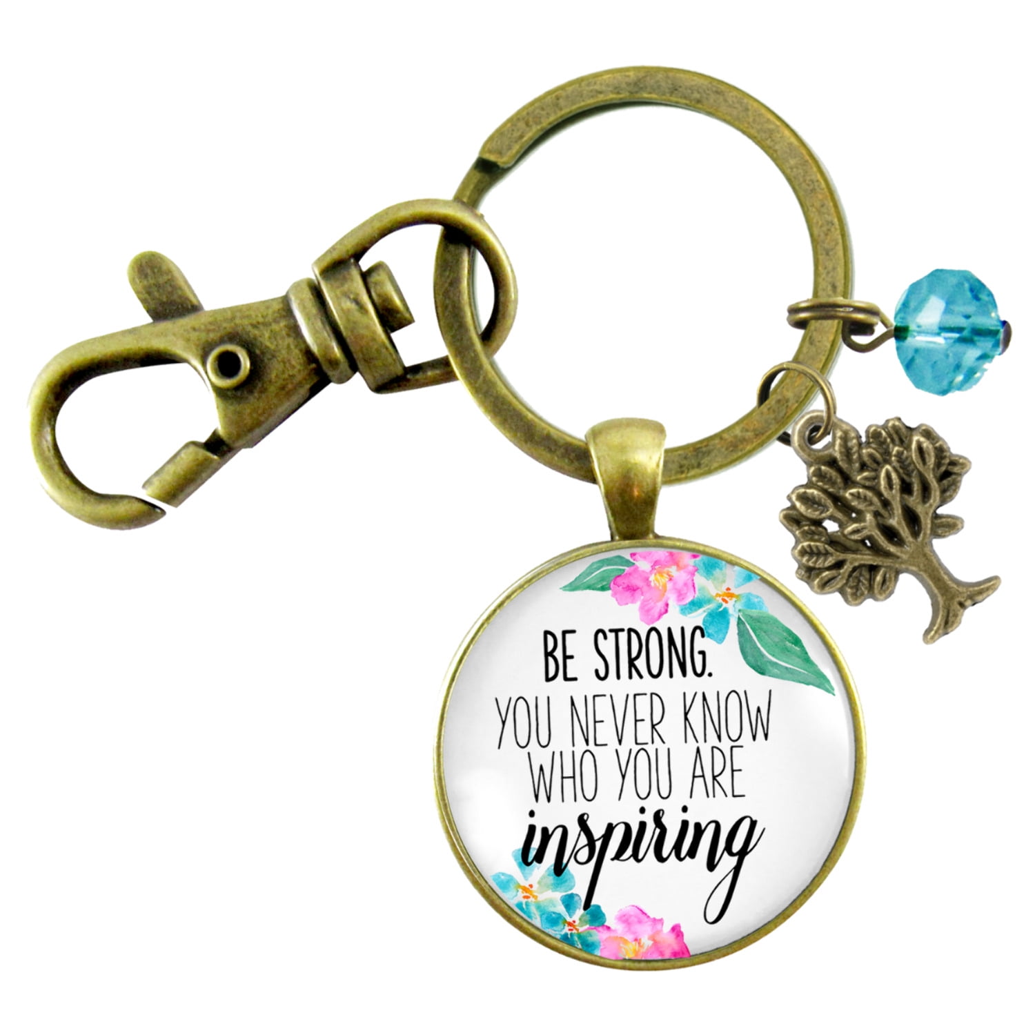 Inspire Gutsy Goodness Bronze Keychain Be Strong You Never Know ...