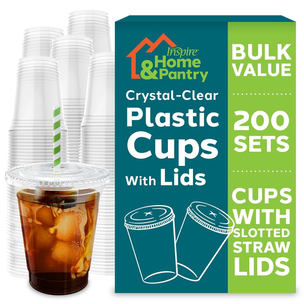 Inspire Home & Pantry AIF9 Plastic Cups with Lids | BULK SAVINGS ...