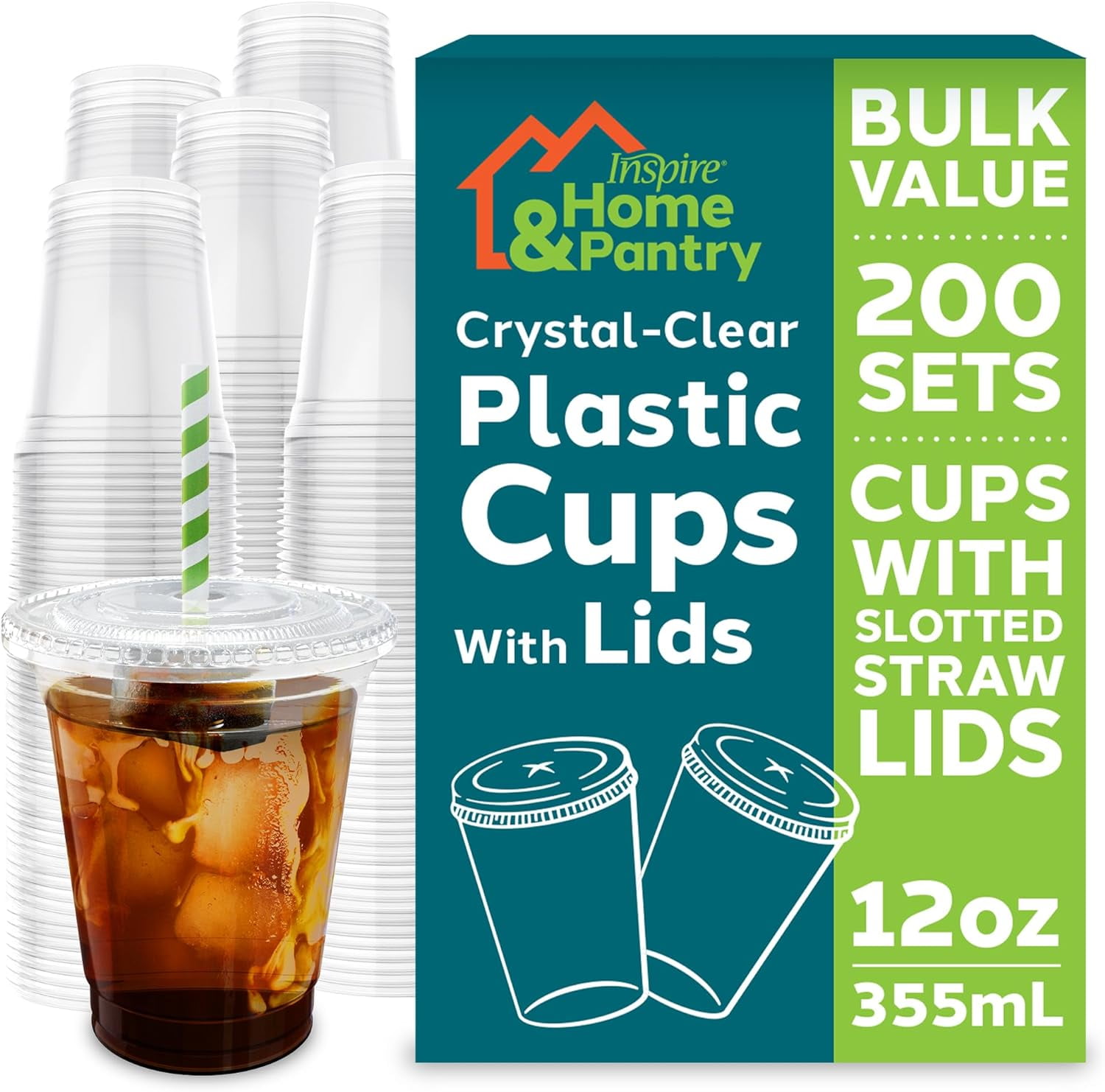 Inspire Home & Pantry Plastic Cups with Lids | BULK SAVINGS Smoothie ...
