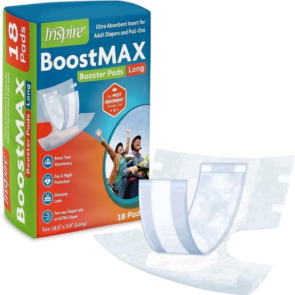 INSPIRE, Incontinence Booster Pads, Extra Long, 5+ Cups Absorbency ...