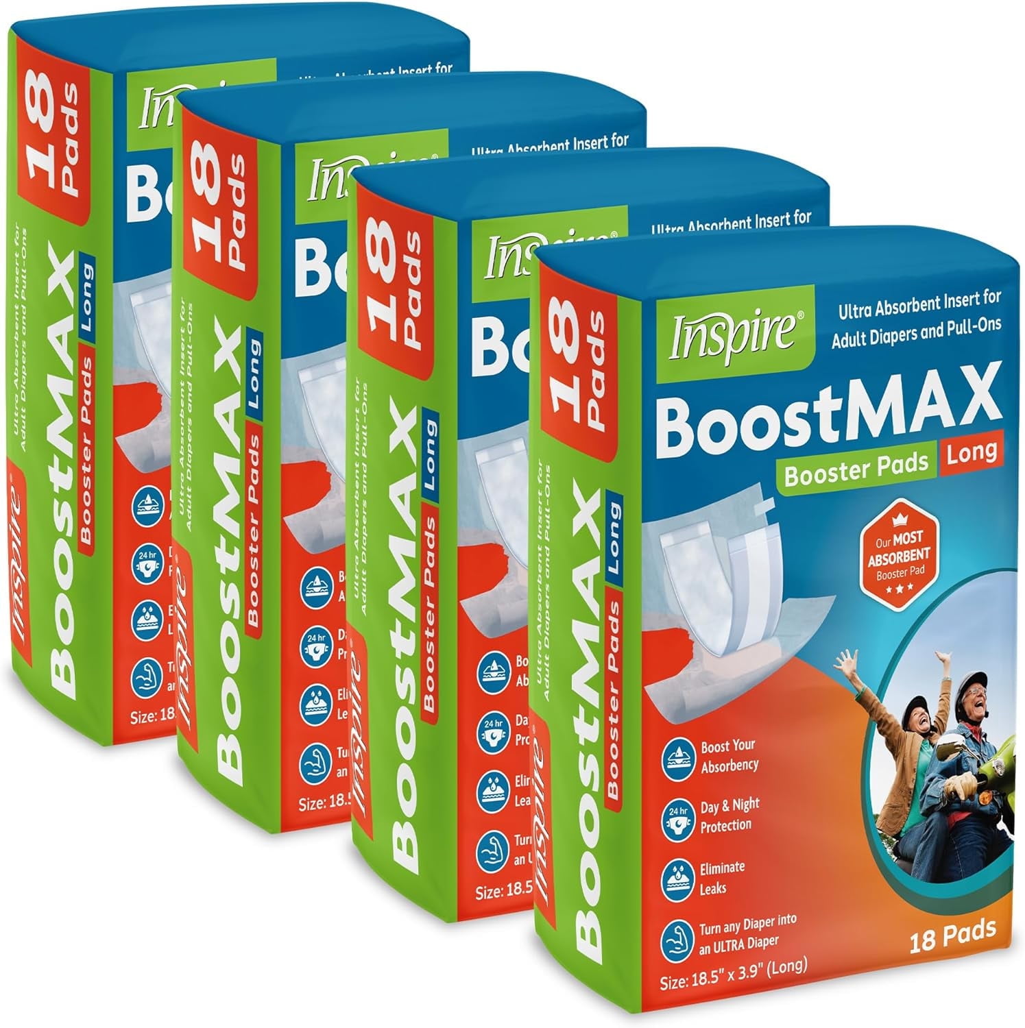 Inspire Incontinence Booster Pads, Super Absorbent Extra Long, Odor ...