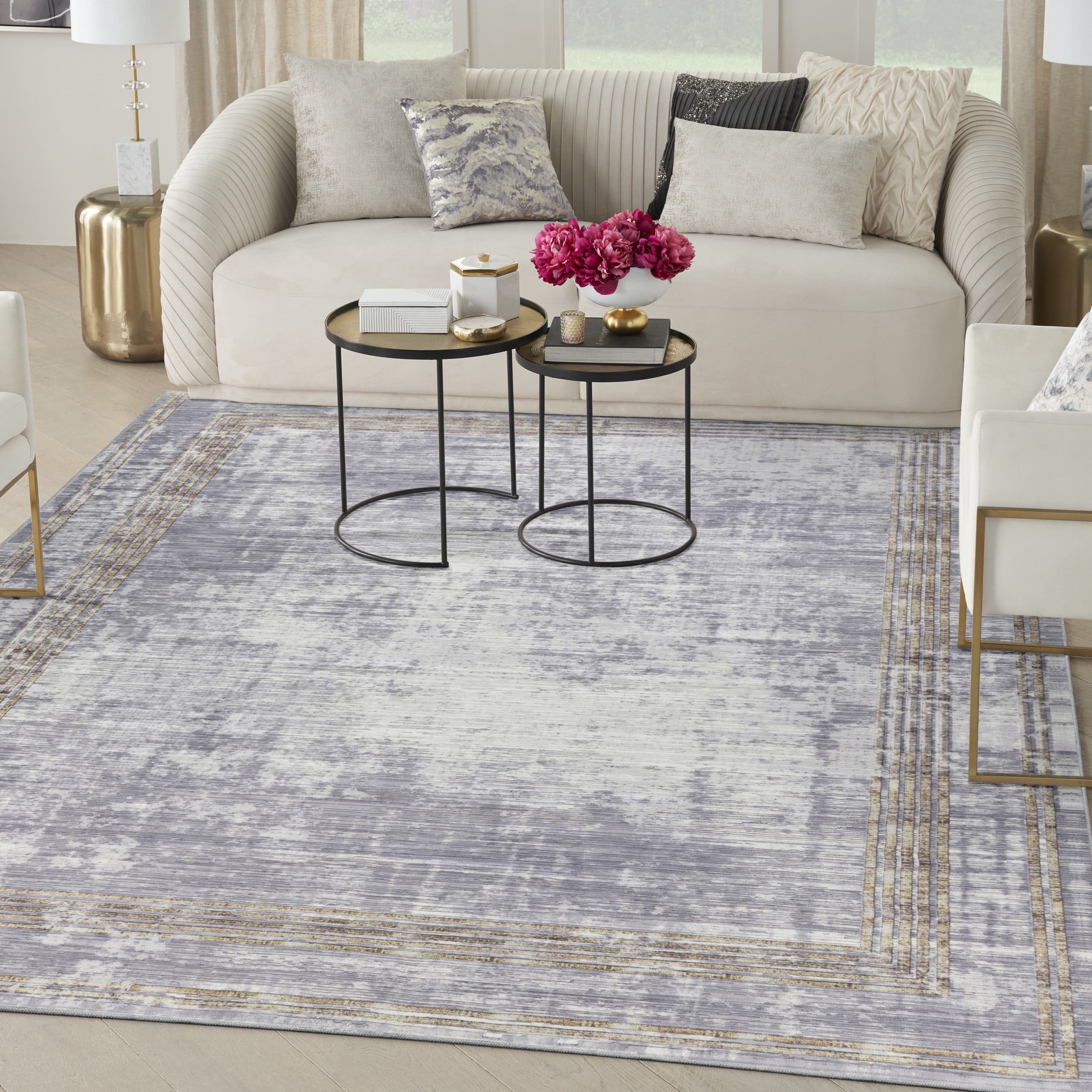 Inspire Me! Home Décor Daydream Solid Silver 7'10" x 9'10" Area Rug ...