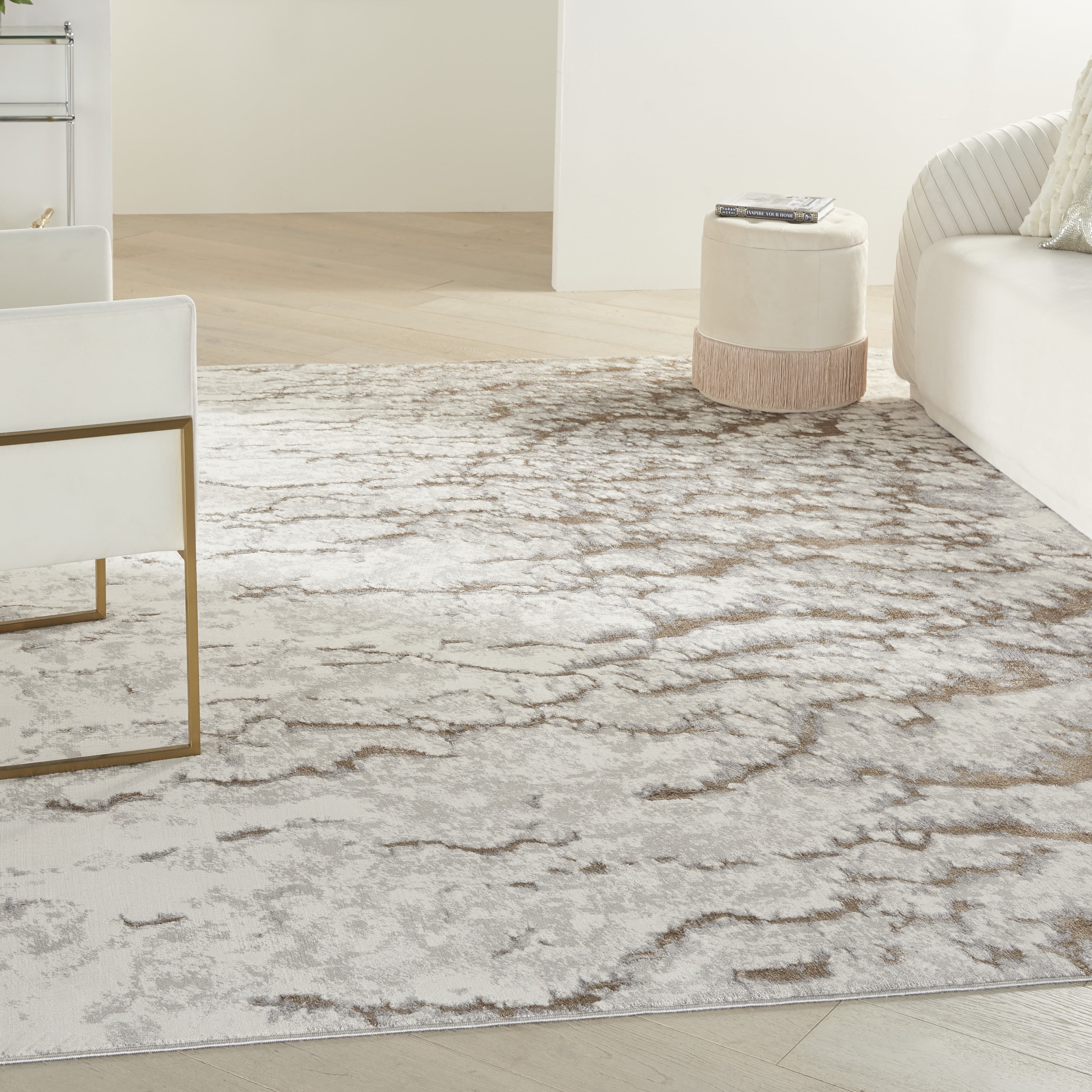 Inspire Me! Home Décor Metallic Abstract Grey Mocha 9' x 12' Area Rug ...