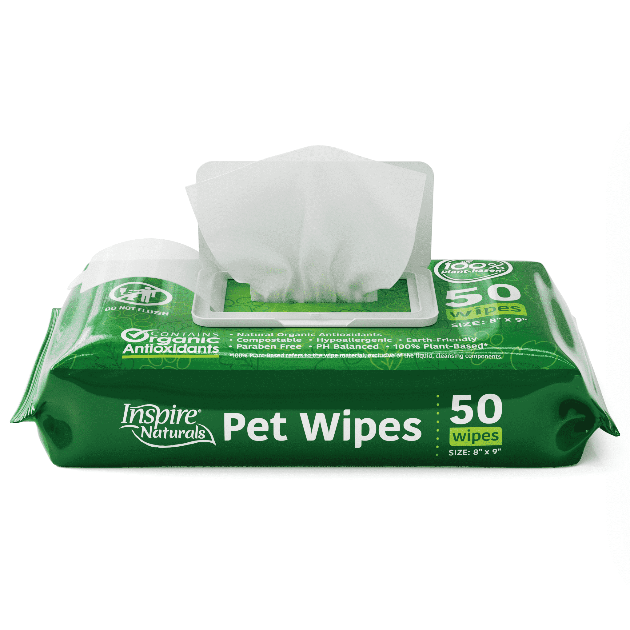 INSPIRE Pet Wipes For Dogs and Cats Large Deodorizing Wipes 8x9 Inches ...
