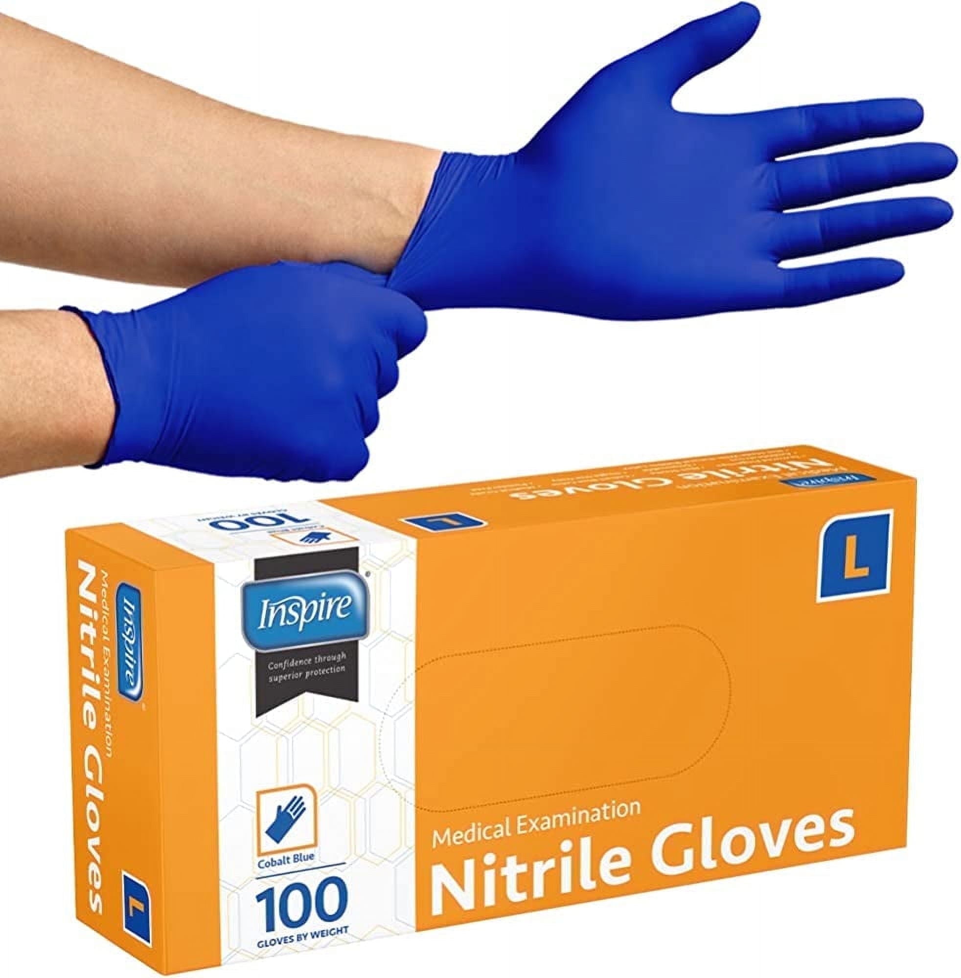 INSPIRE Large Disposable Nitrile Gloves Exam Grade Box of 100 - Walmart.com