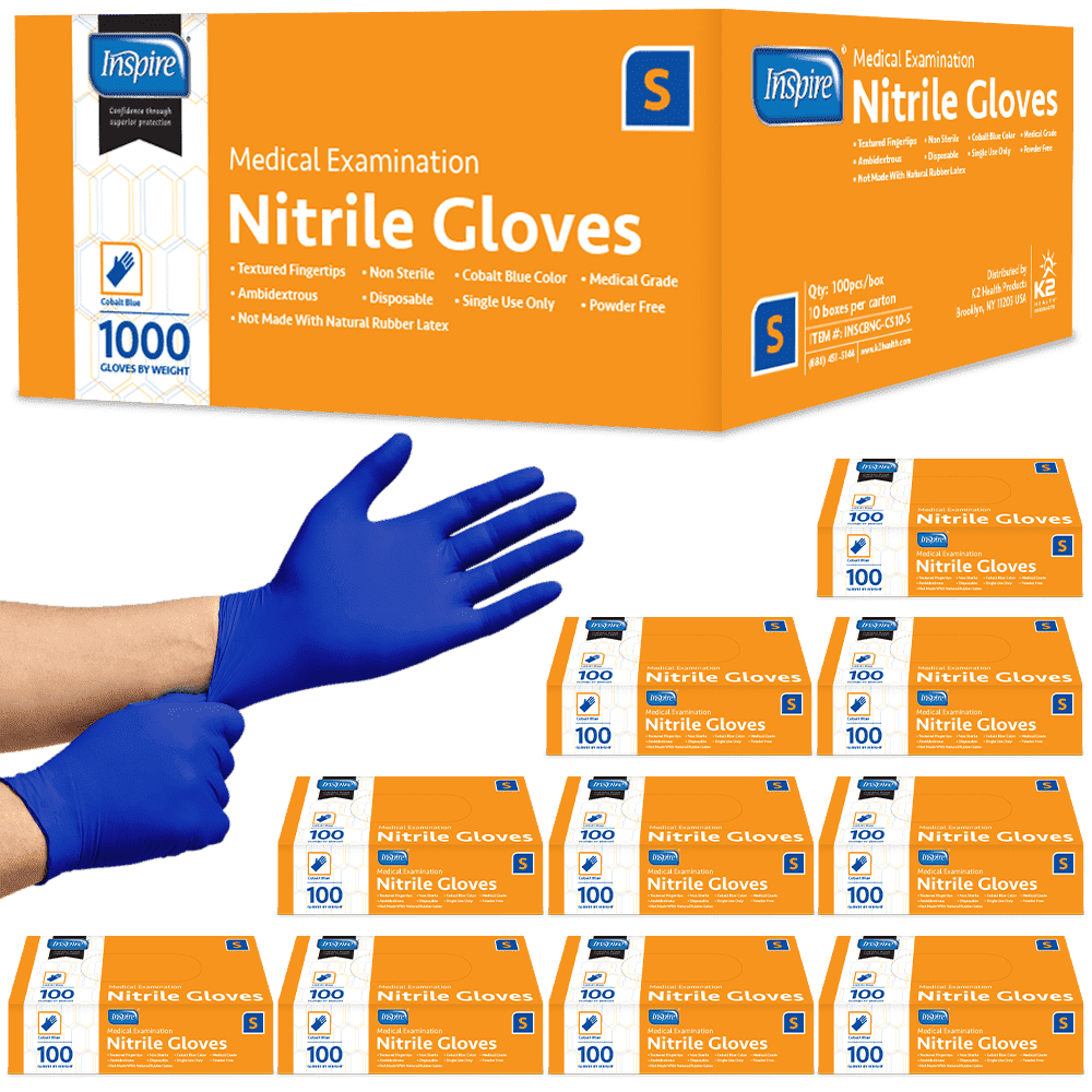 Inspire Exam Grade Nitrile Gloves, Disposable, Latex Free, Stretch ...