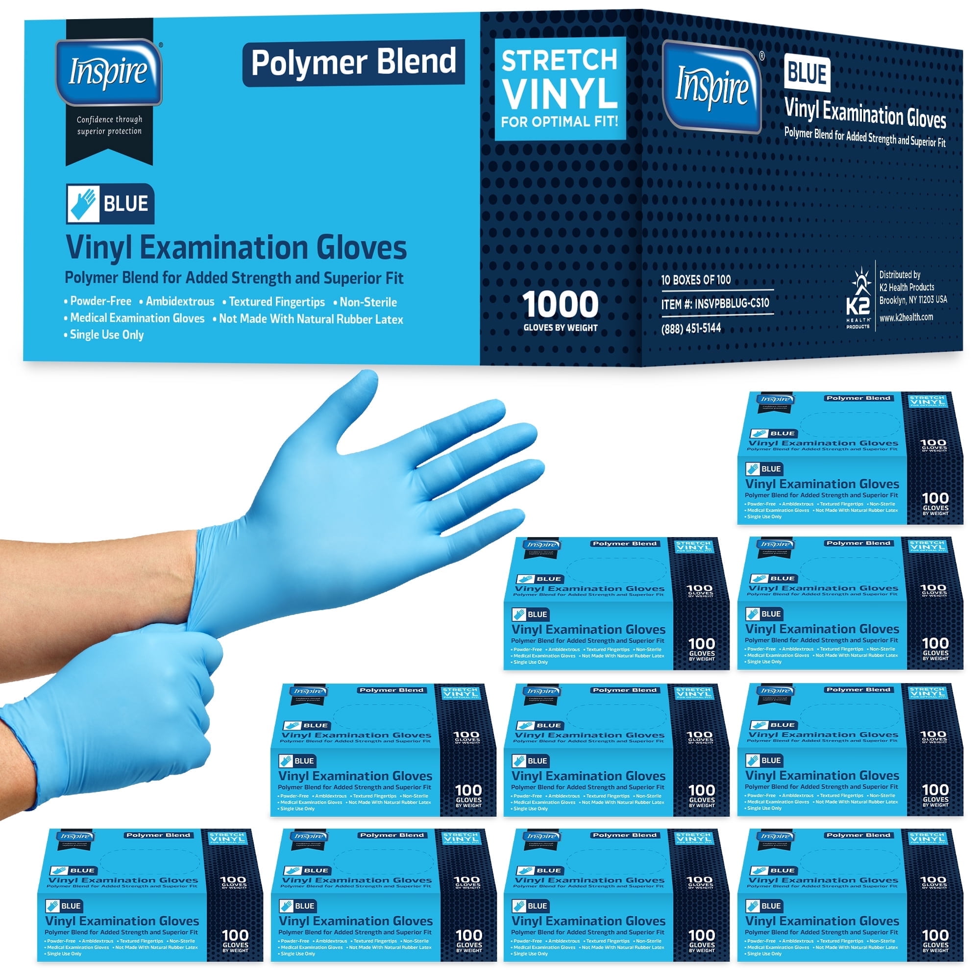 INSPIRE, Disposable Gloves, Large, Nitrile-Vinyl Blend - Walmart.com