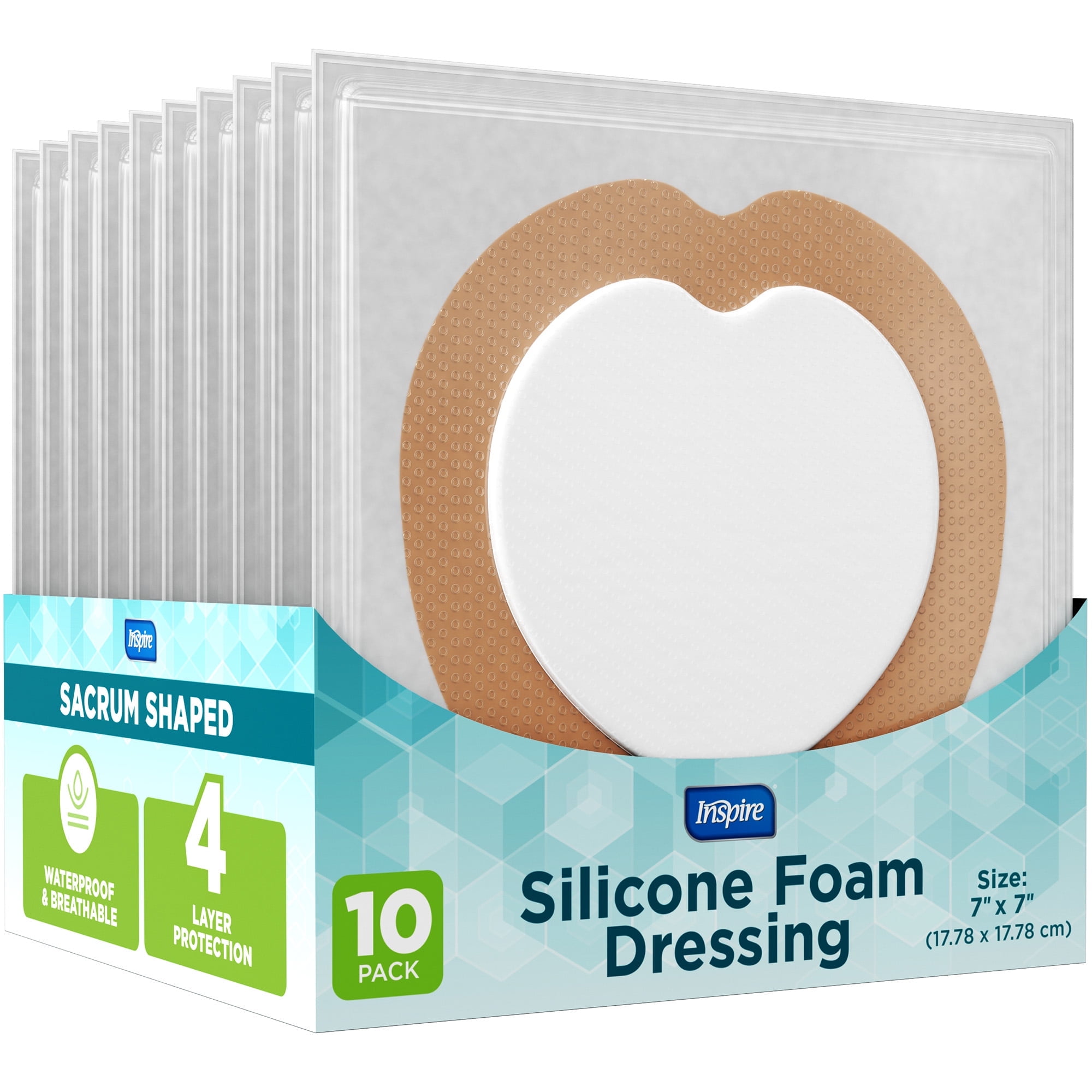 Inspire Sacral Silicone Foam Dressing Large Waterproof Bandages for ...