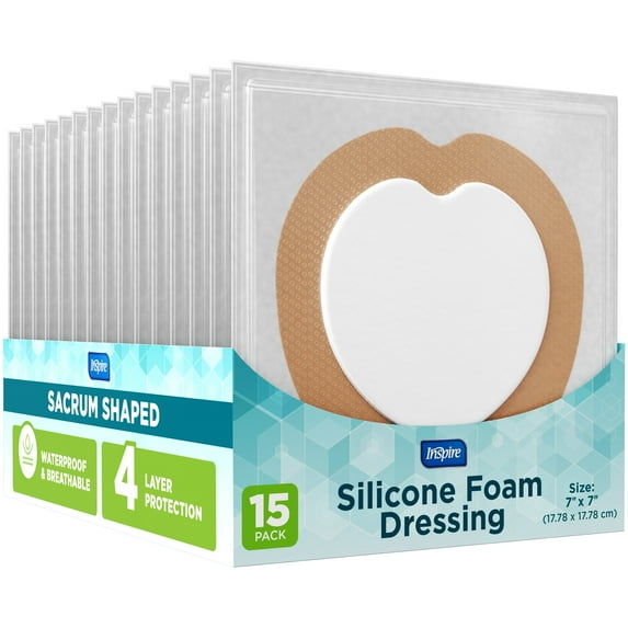 Inspire Sacral Silicone Foam Dressing Large Waterproof Bandages for ...
