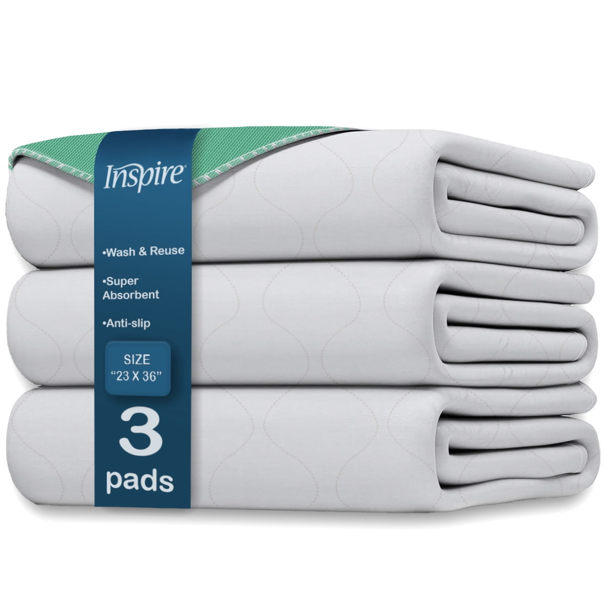 Inspire Washable and Reusable Incontinence Bed Pads 3 Pack Waterproof ...