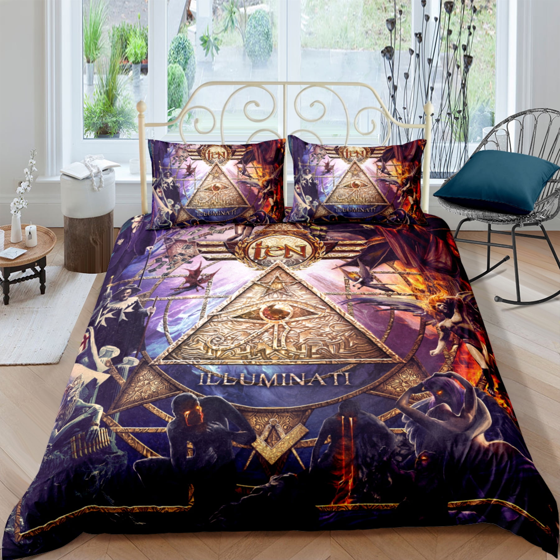 Inspired Bedding Set with All-Seeing Eye & Geometric Patterns ...