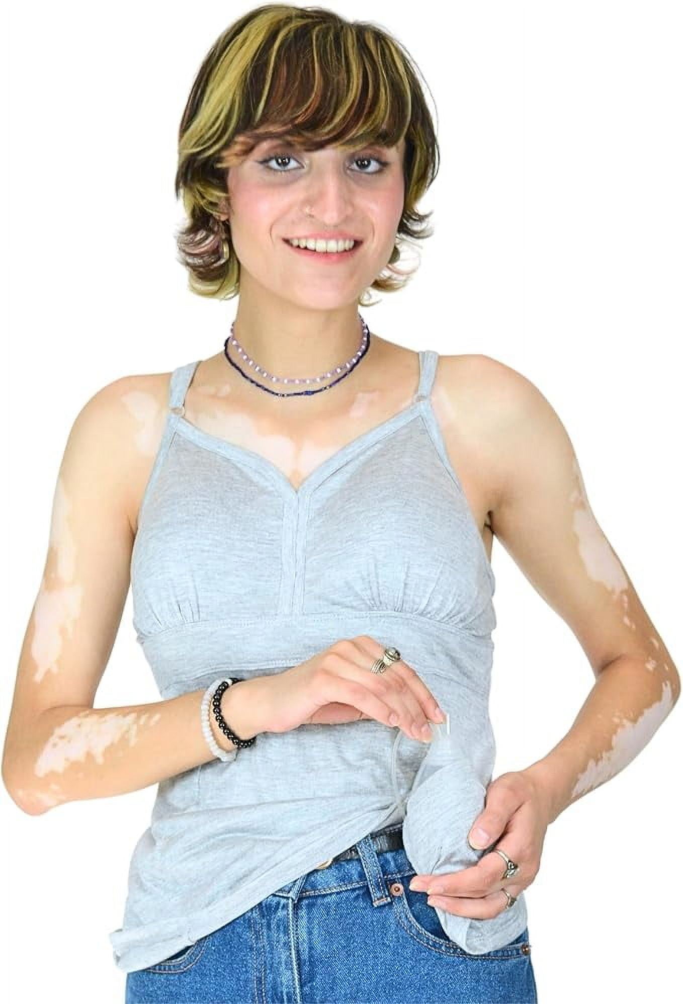Inspired Comforts Mastectomy Camisole with Drain Pockets & Fasteners to ...