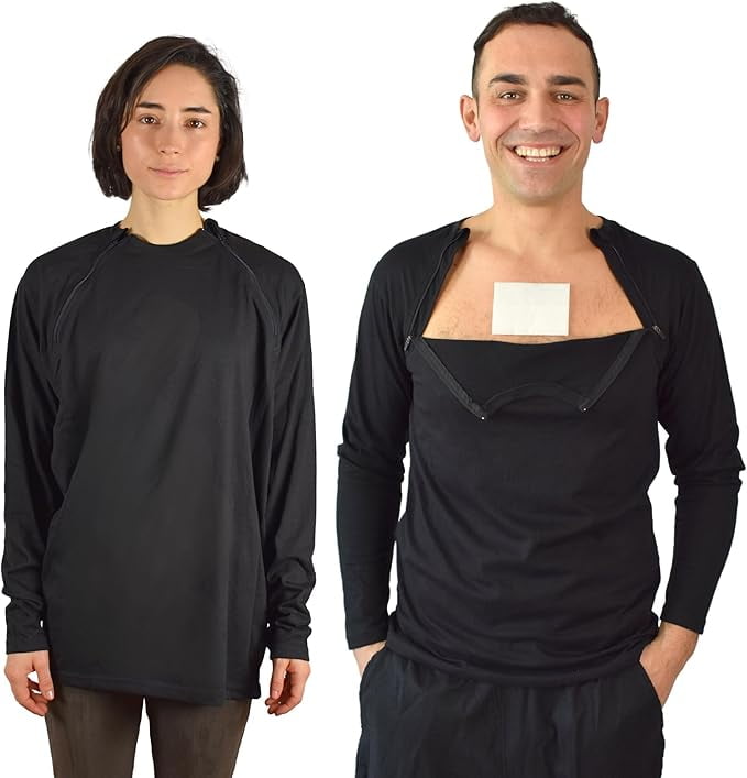 Inspired Comforts Men’s/Unisex Chemo Port Access Shirt with Dual Chest ...