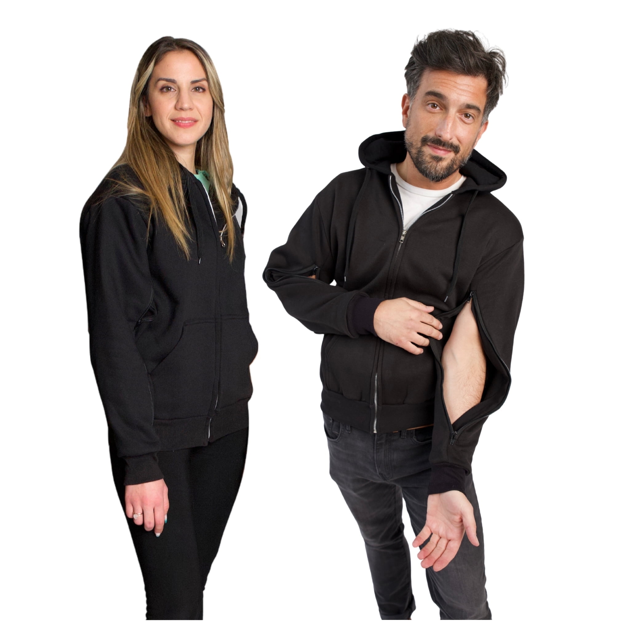 Inspired Comforts Unisex Dialysis Hoodie Sweatshirt with Two Way Zips ...