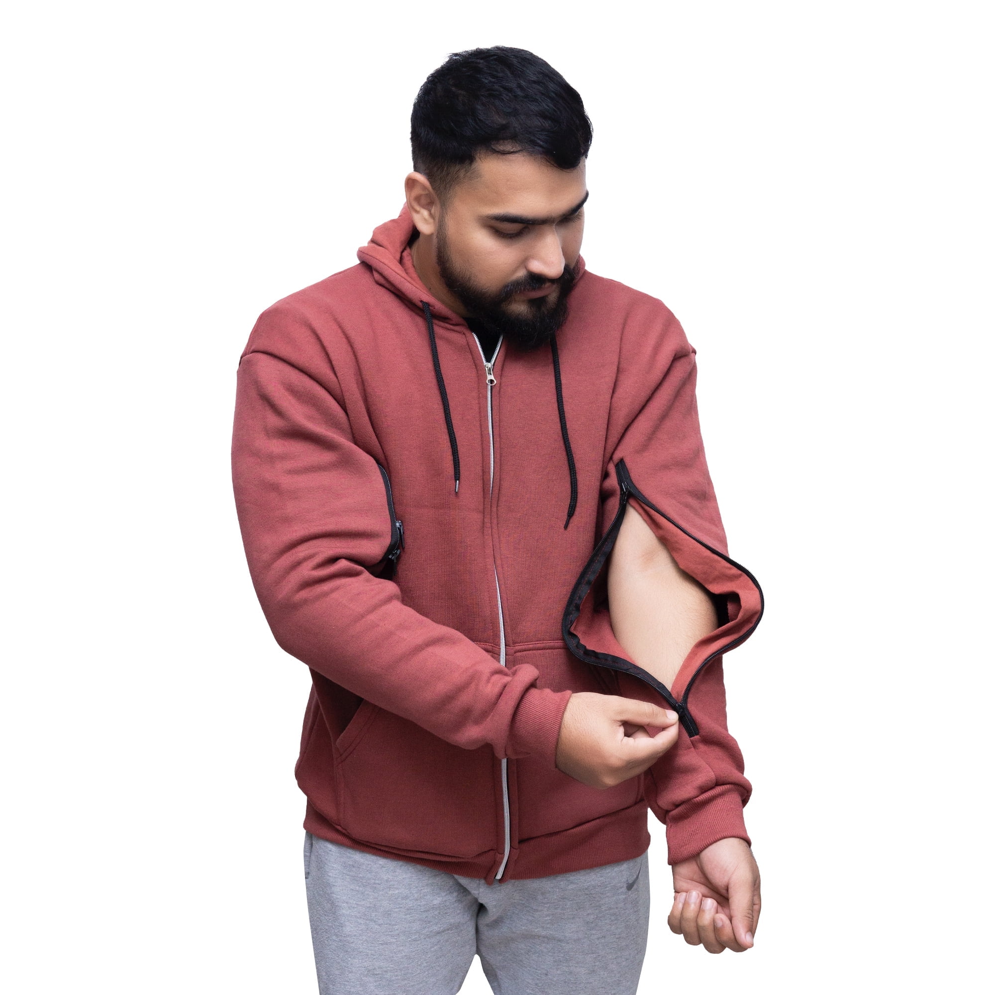 Inspired Comforts Unisex Dialysis Hoodie Sweatshirt with Two Way Zips ...