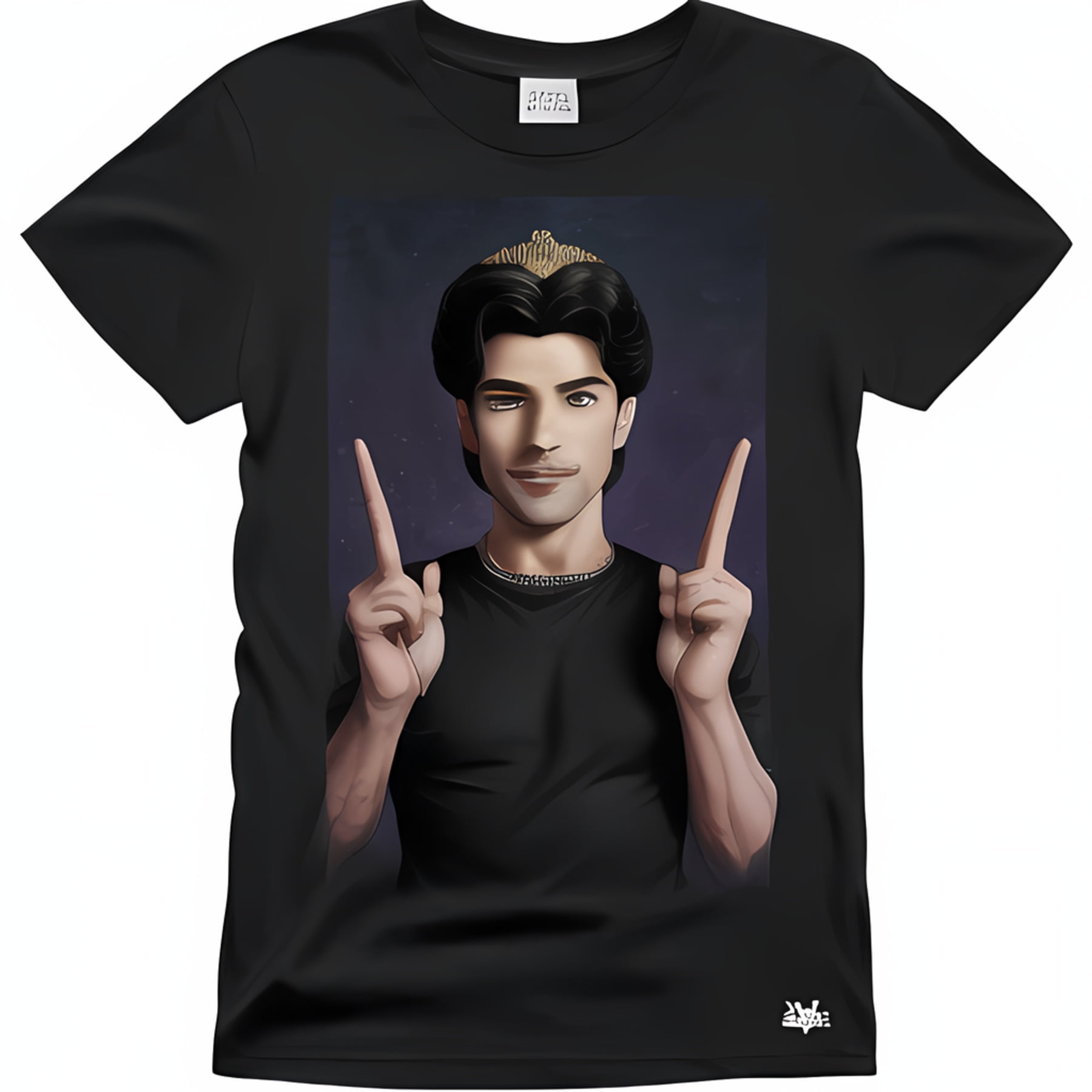 Inspired Crowned Young Man T-Shirt Design Hyper Realistic Illustration ...