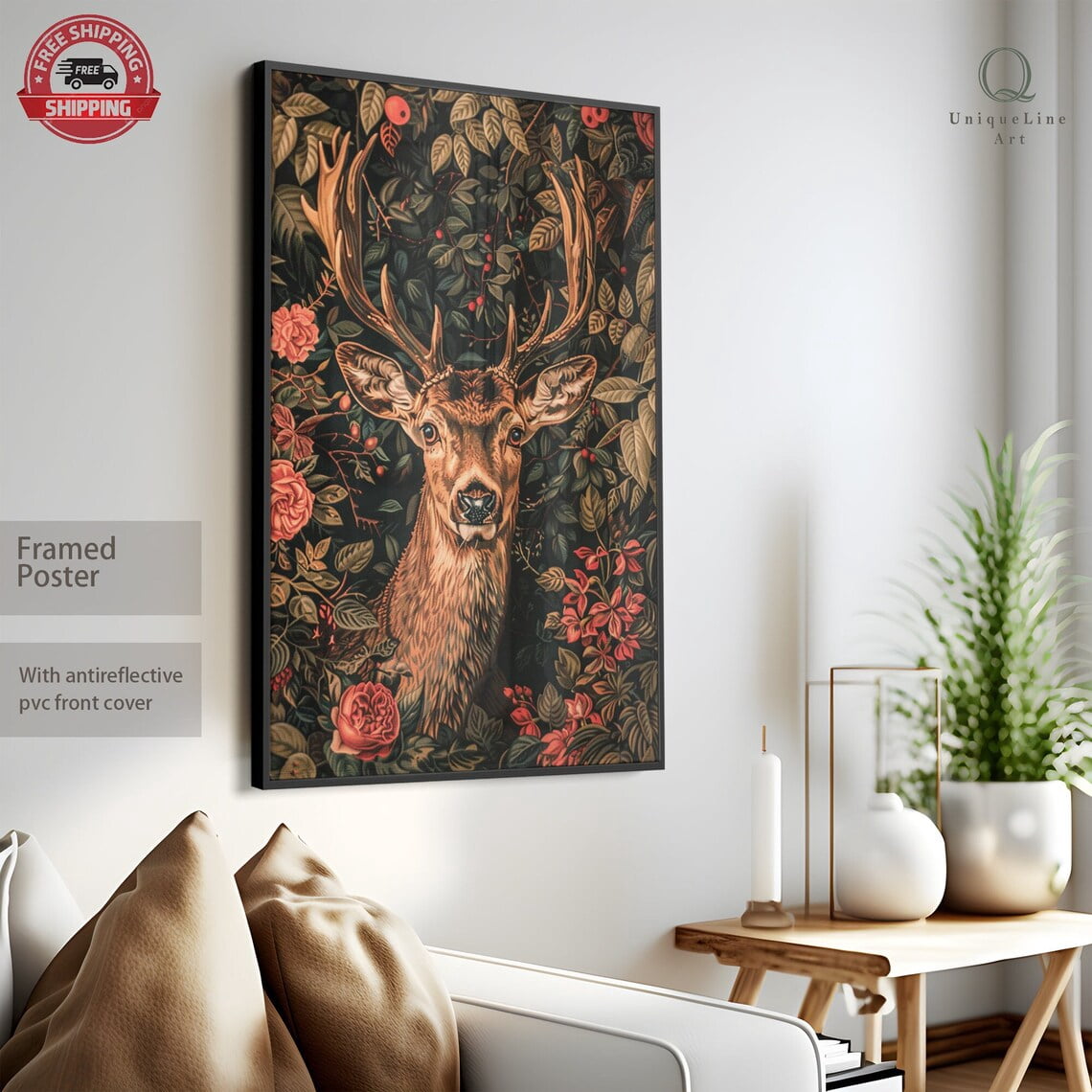 Inspired Deer Nouveau Art, Stretched Canvas - Walmart.com
