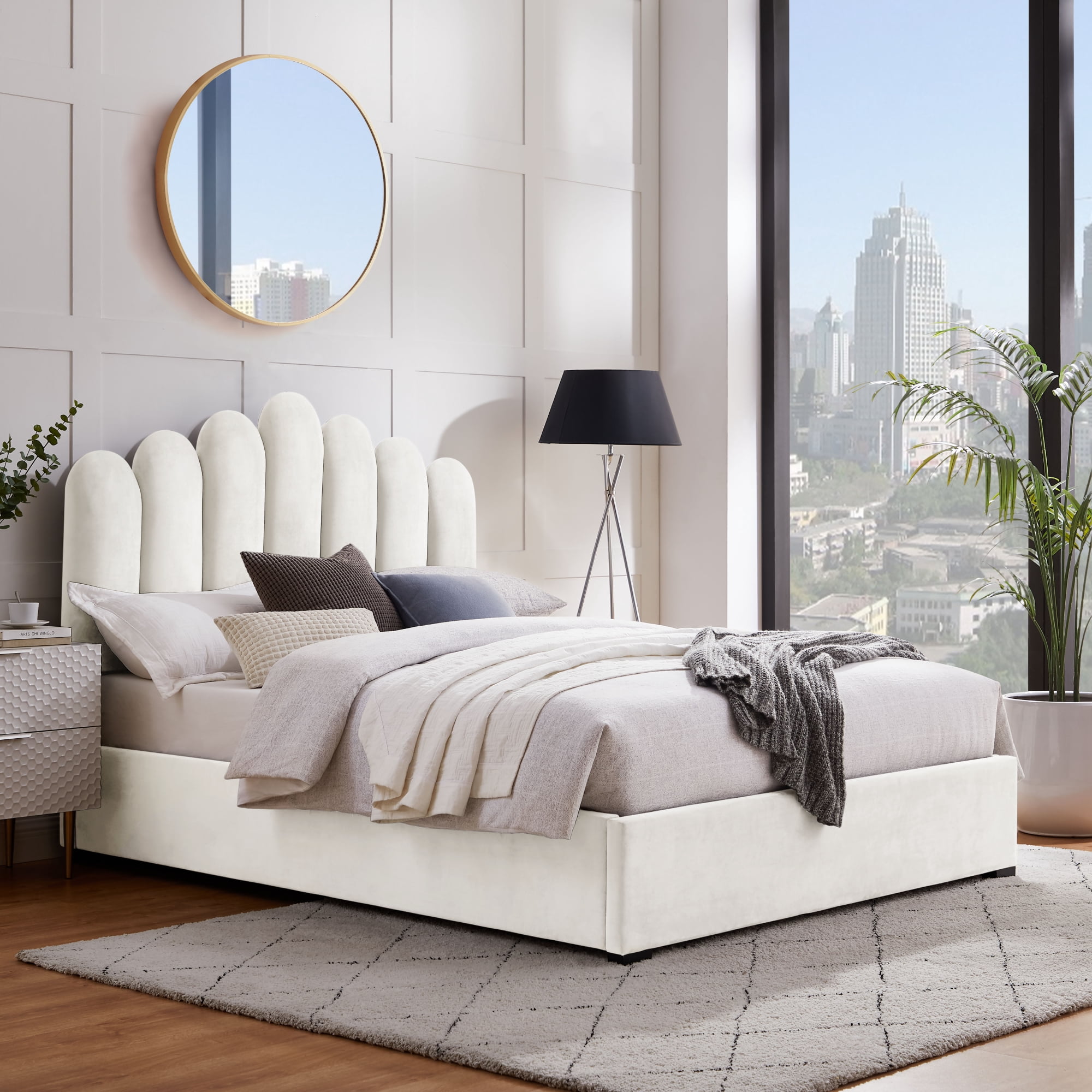 Inspired Home Annastasia Velvet Full Platform Bed with Lift Mechanism ...
