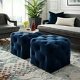 Inspired Home Destiny Velvet Ottoman Square Shaped Modern Allover ...