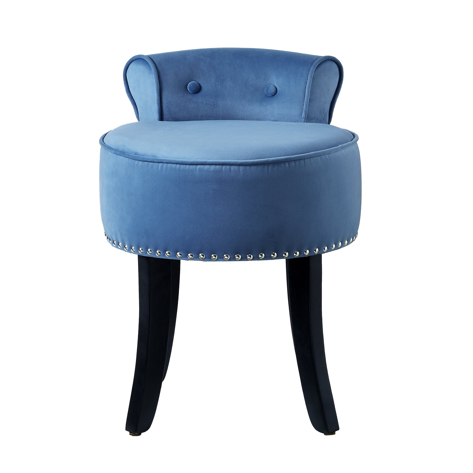 Inspired Home Jasper Velvet Vanity Stool Nailhead Trim Rolled Back ...