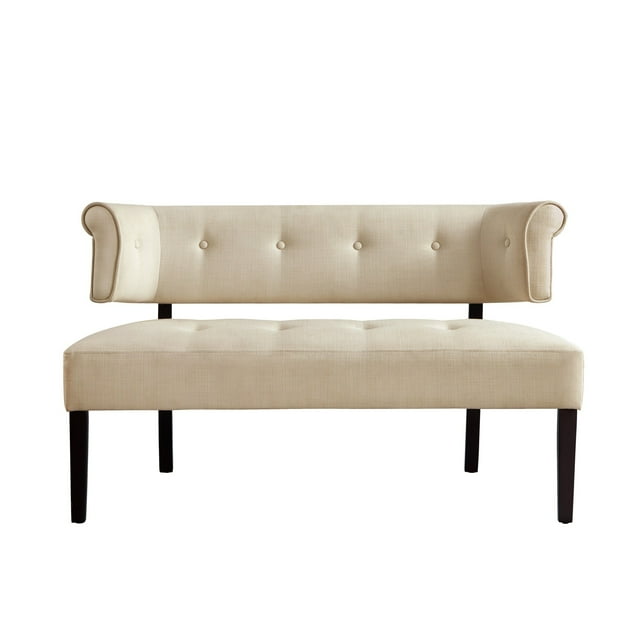 Inspired Home Jaylene Upholstered Tufted Linen Bench with Curved Back ...