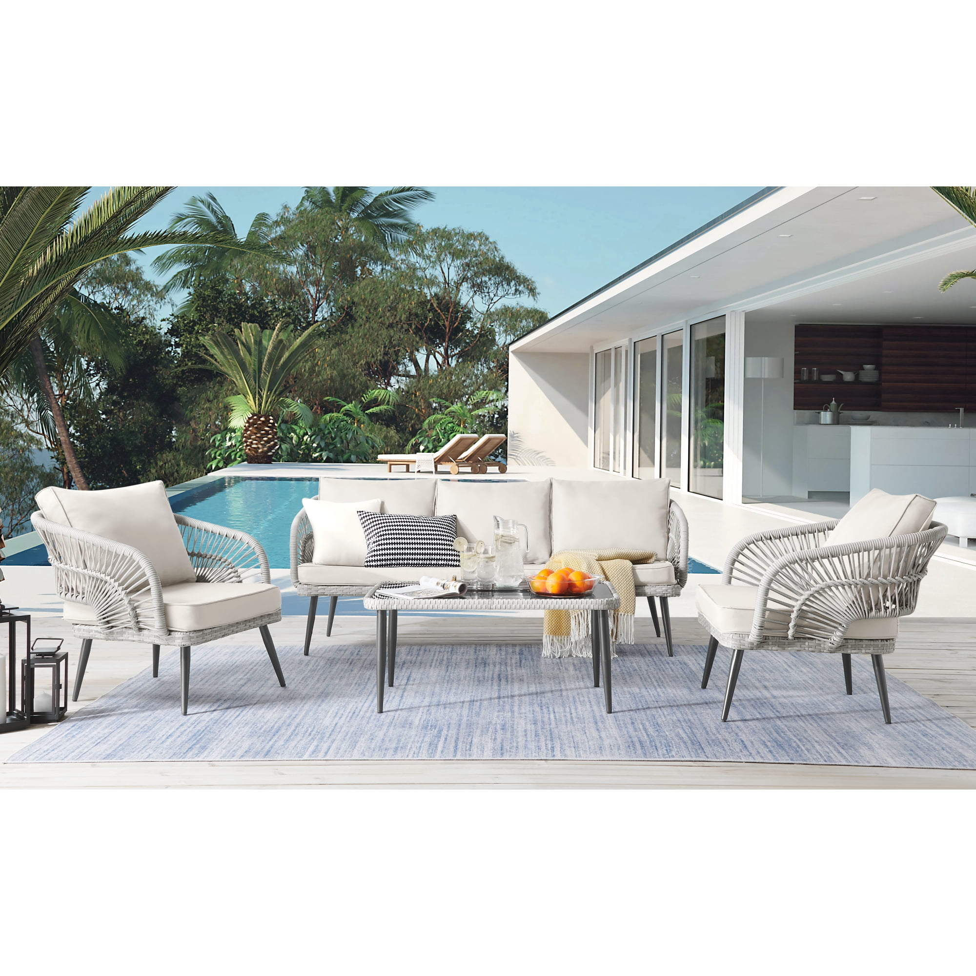 Inspired Home Marius Outdoor Rattan Wicker 4pc Seating Group Chairs ...