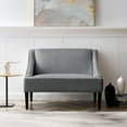 Inspired Home Rayna Light Grey Linen Bench - Upholstered | Swoop Arm ...