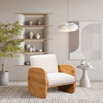 SAFAVIEH Couture Fallon Classic Linen Solid Wingback Chair, Natural ...