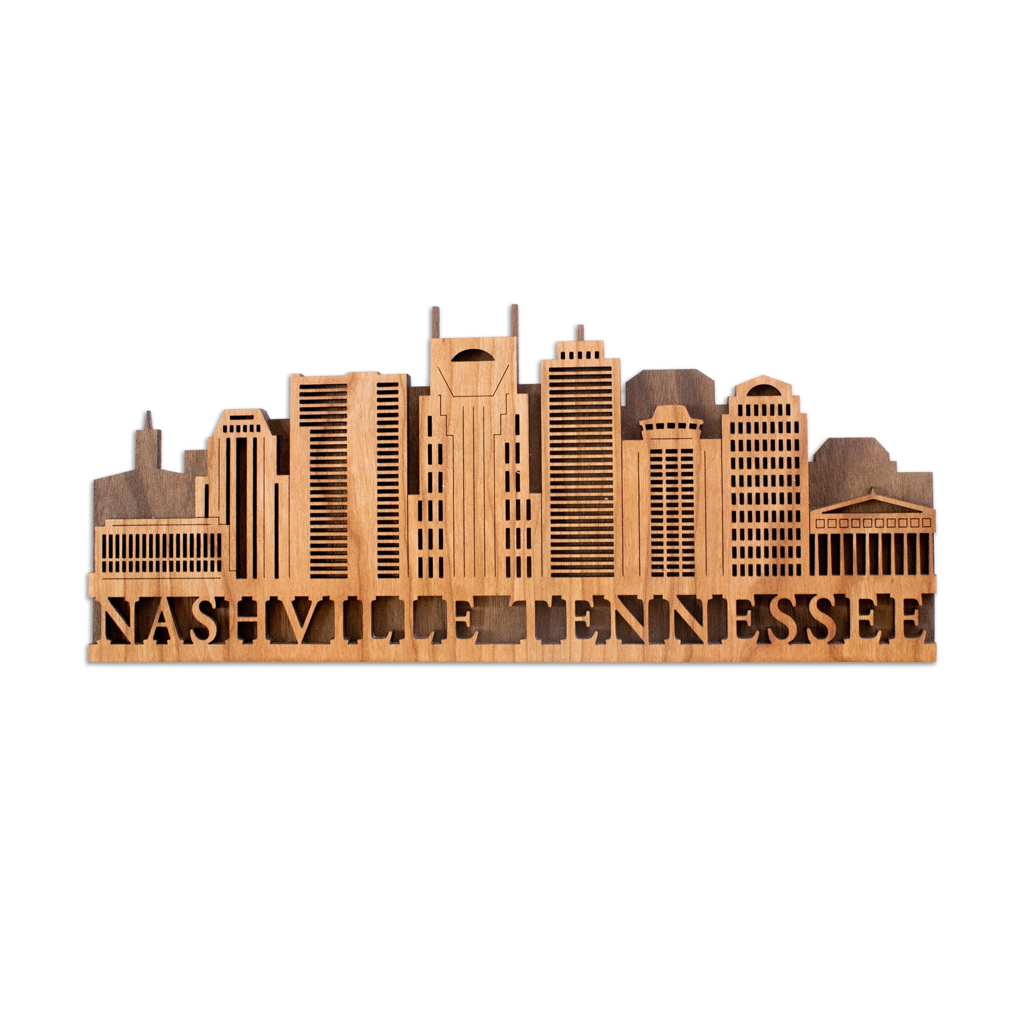 Inspired Indigo Nashville Tennessee Skyline Wall Art Decoration, Walnut ...