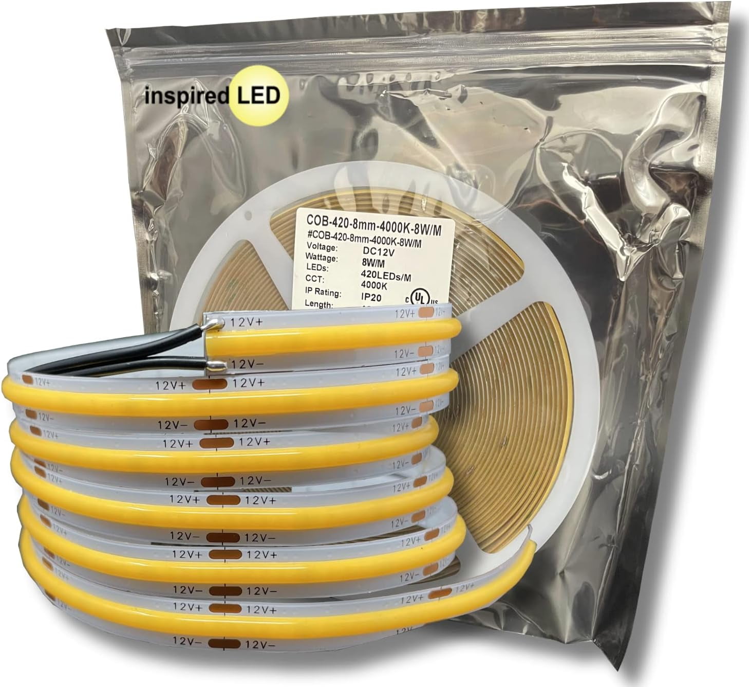 Inspired LED COB LED Strip Lights Pure White 4000K, 19.6ft Premium High ...