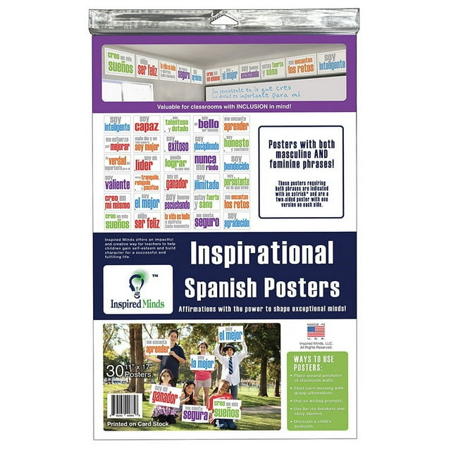 Inspired Minds Spanish Posters, 11 x 17 Inches, Assorted, Set of 30 ...