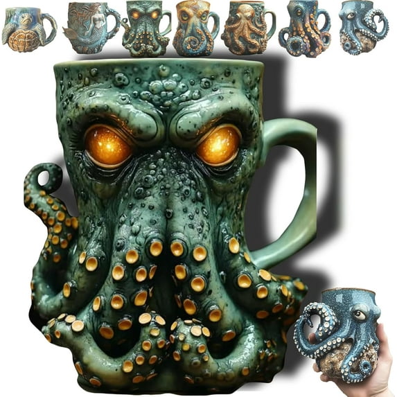 Inspired Pirate Mug, Medieval Viking Beer Mug with 3D Octopus Kraken ...