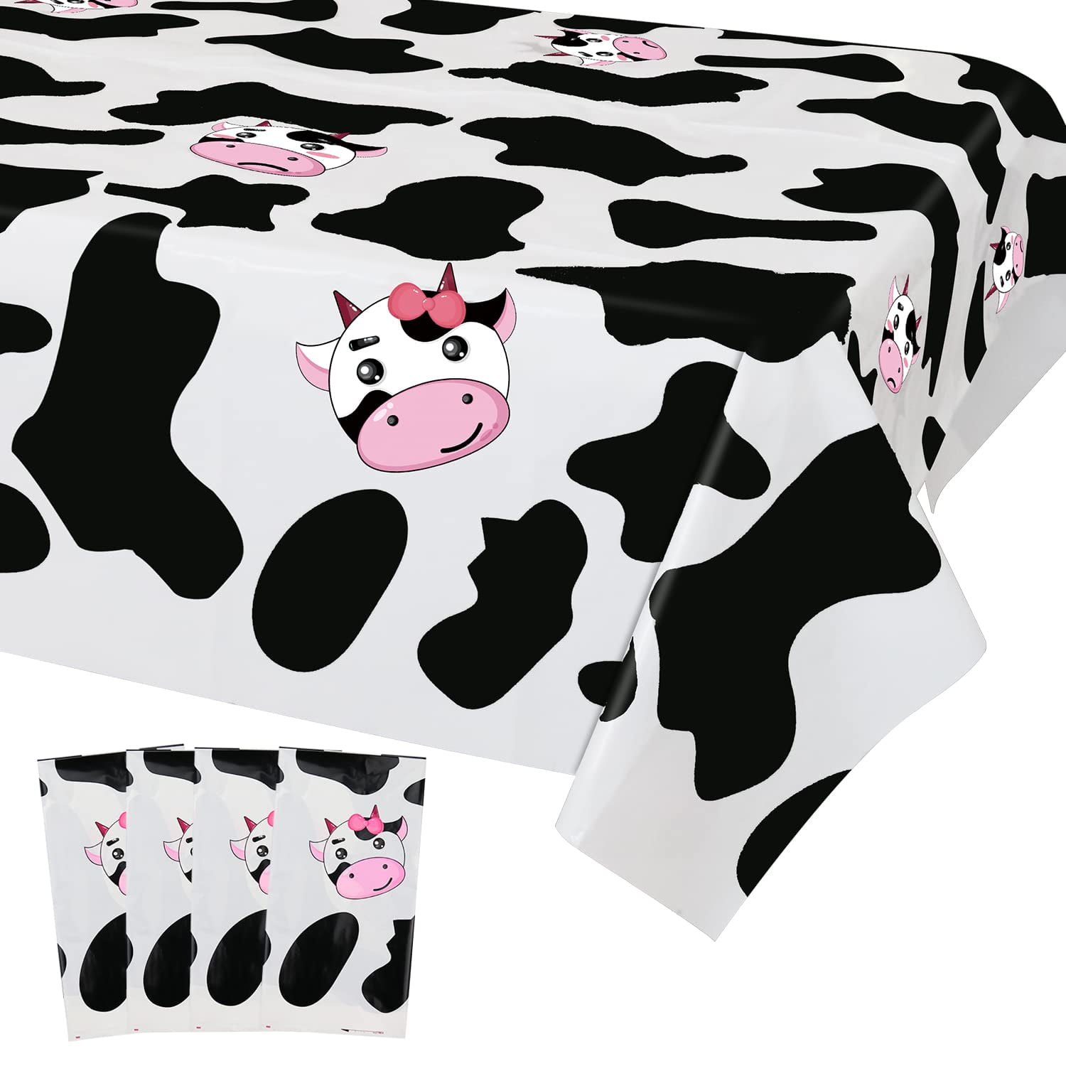 Inspireyee Cow Print CORNET Plastic Tablecloth (Pack of 4), 86 x 51 ...