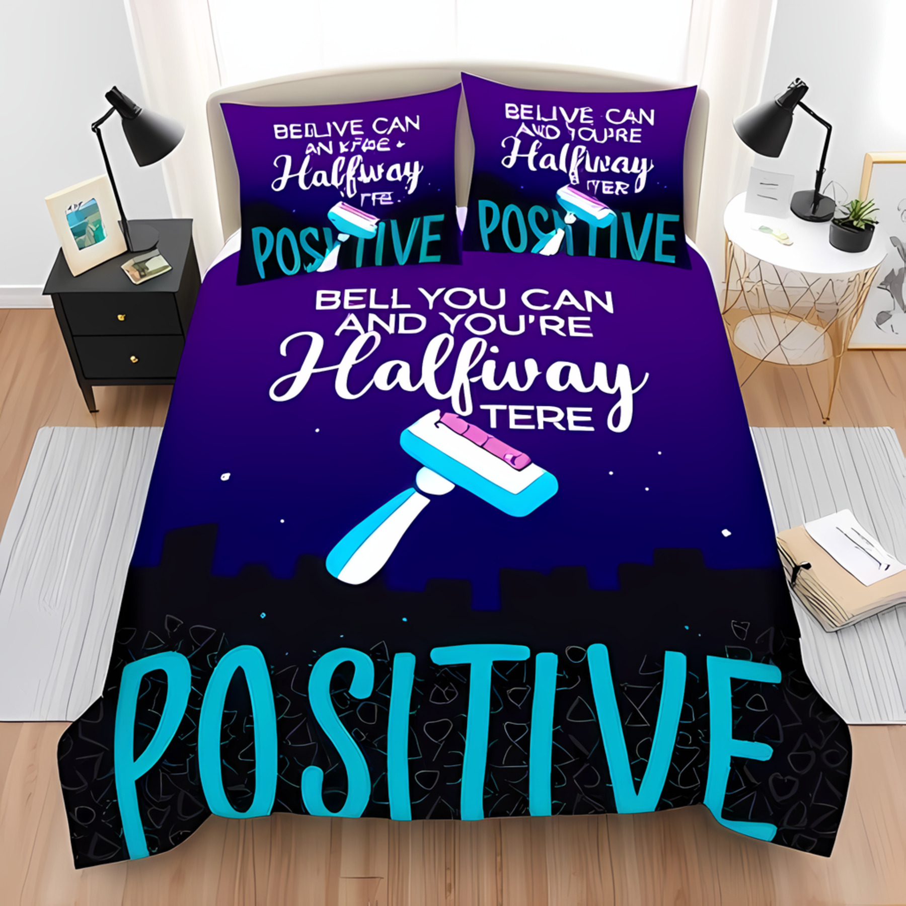 Inspiring 3-Piece Duvet Cover Set with Bold Positive Messages ...