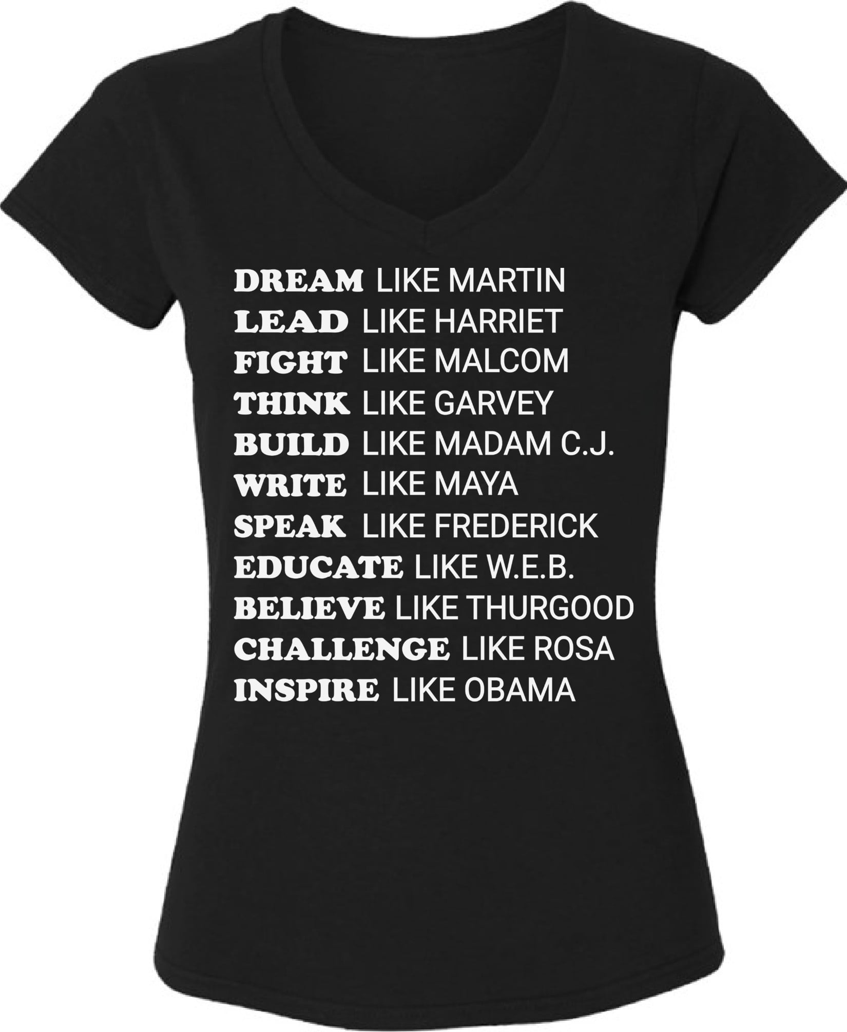 Black Leaders V-Neck T-Shirt for Women - S to 2XL - Black History Month ...