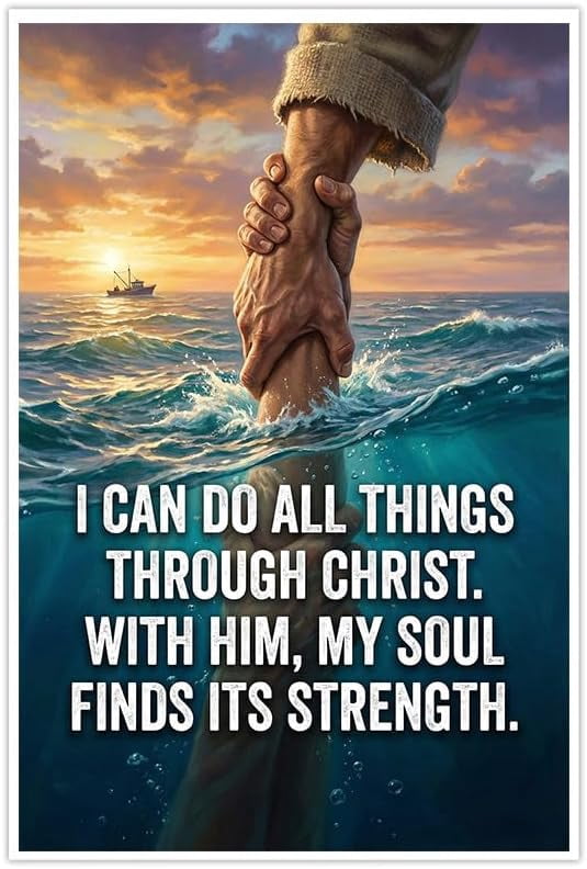 Inspiring Christian Wall Art Poster Encouraging Message I Can Do All ...