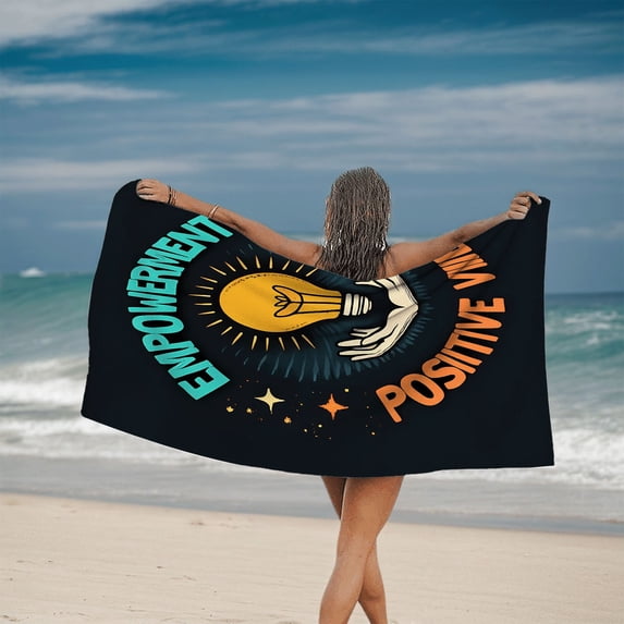 Inspiring Light Bulb Design Beach Towel - Empowerment & Positive Vibes ...