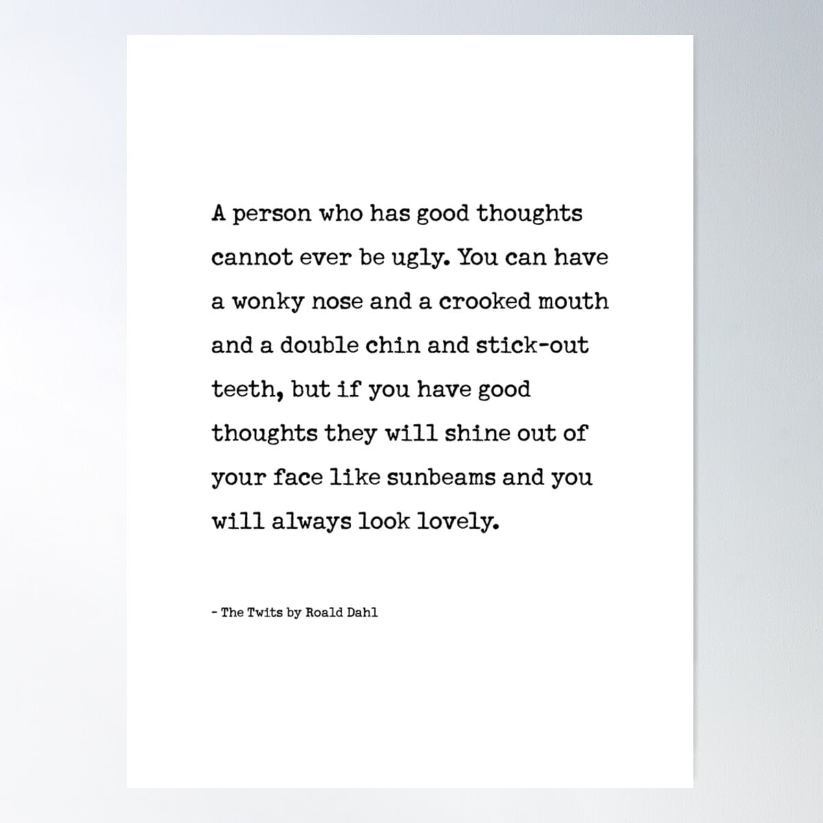 Inspiring Literary Quote Roald Dahl The Twits Poster Wall Art, Modern ...