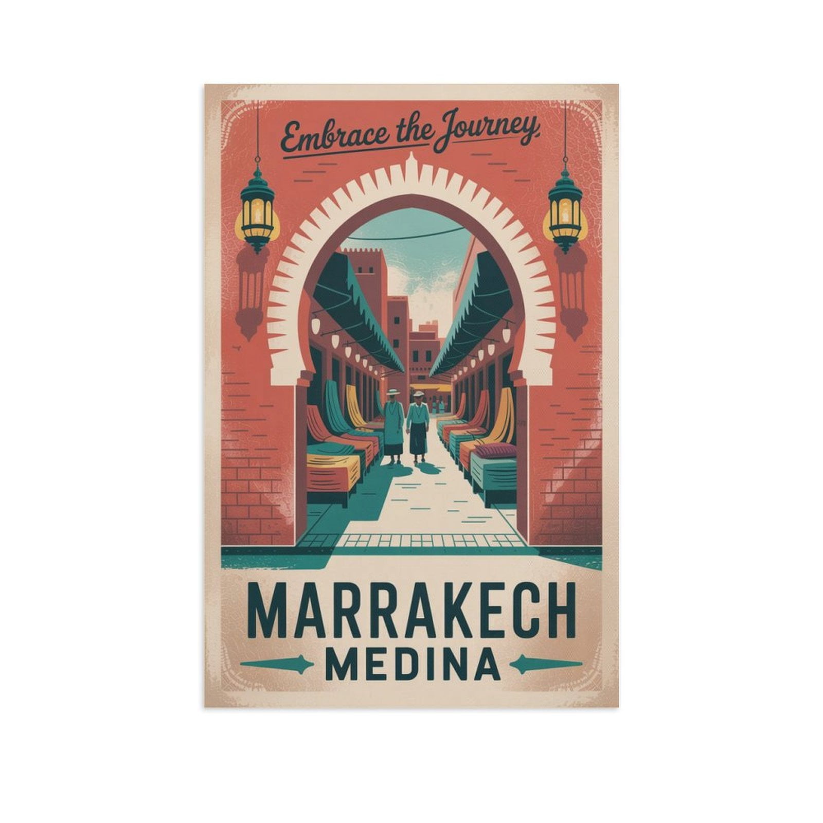 Inspiring Marrakech Medina Wall Art Retro Travel Motivational Vintage ...