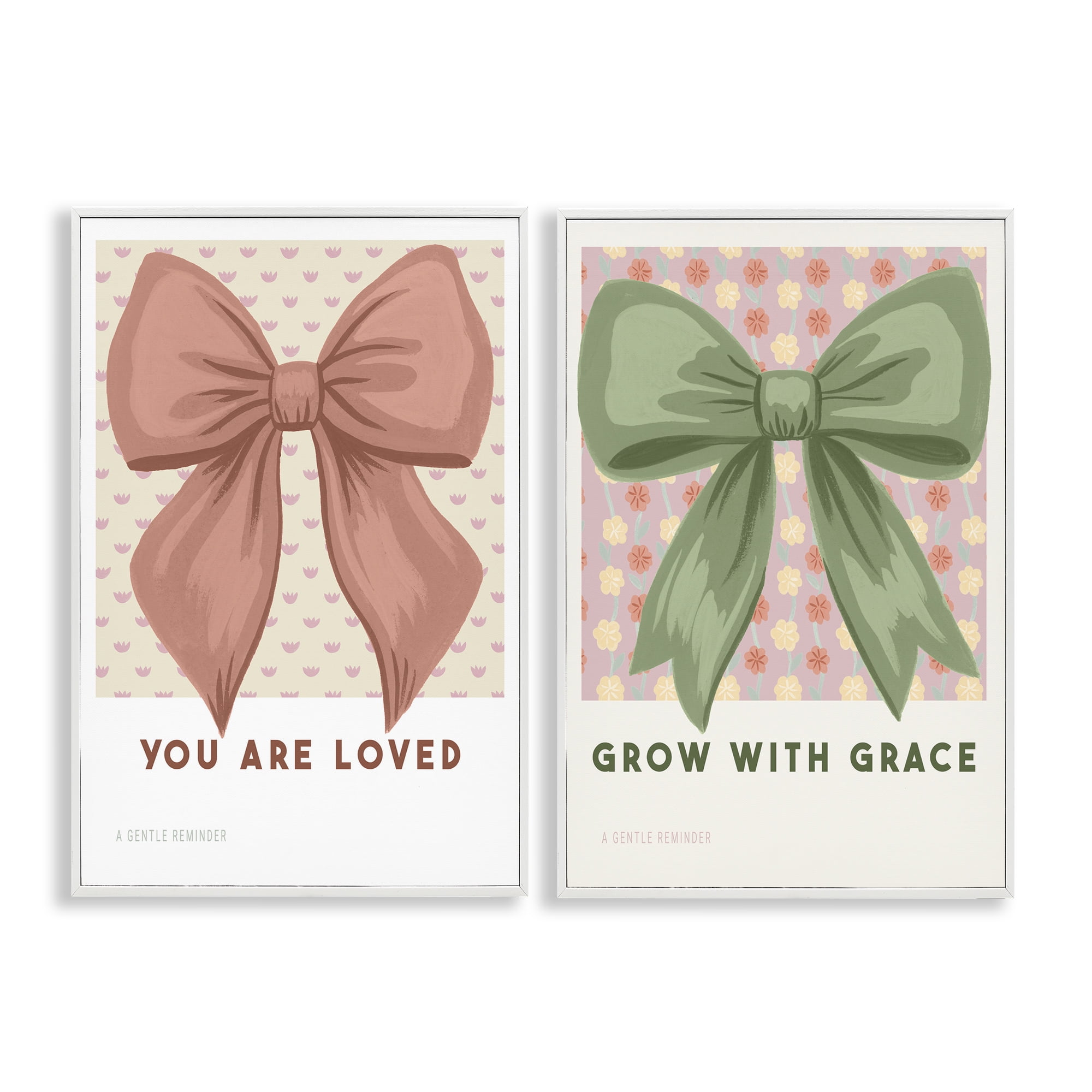 Stupell Industries Inspiring Messages Bows 2 Piece White Framed Giclee ...