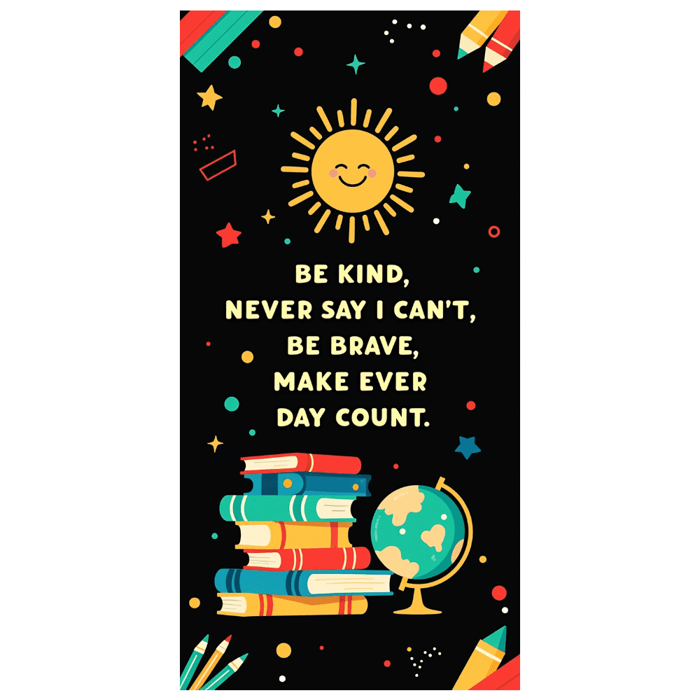 Inspiring Motivational Banner with Positive Quotes Sun Globe Pencils ...