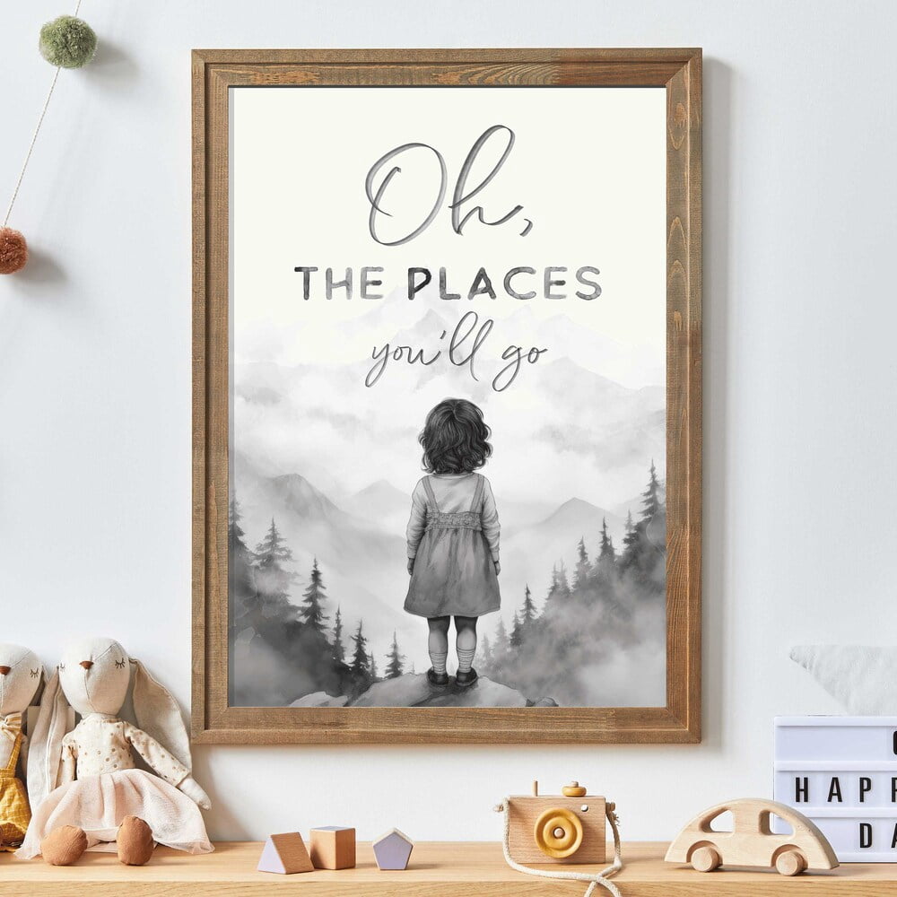 Inspiring Nursery Art Oh The Places You'Ll Go Empowering Girls Room ...