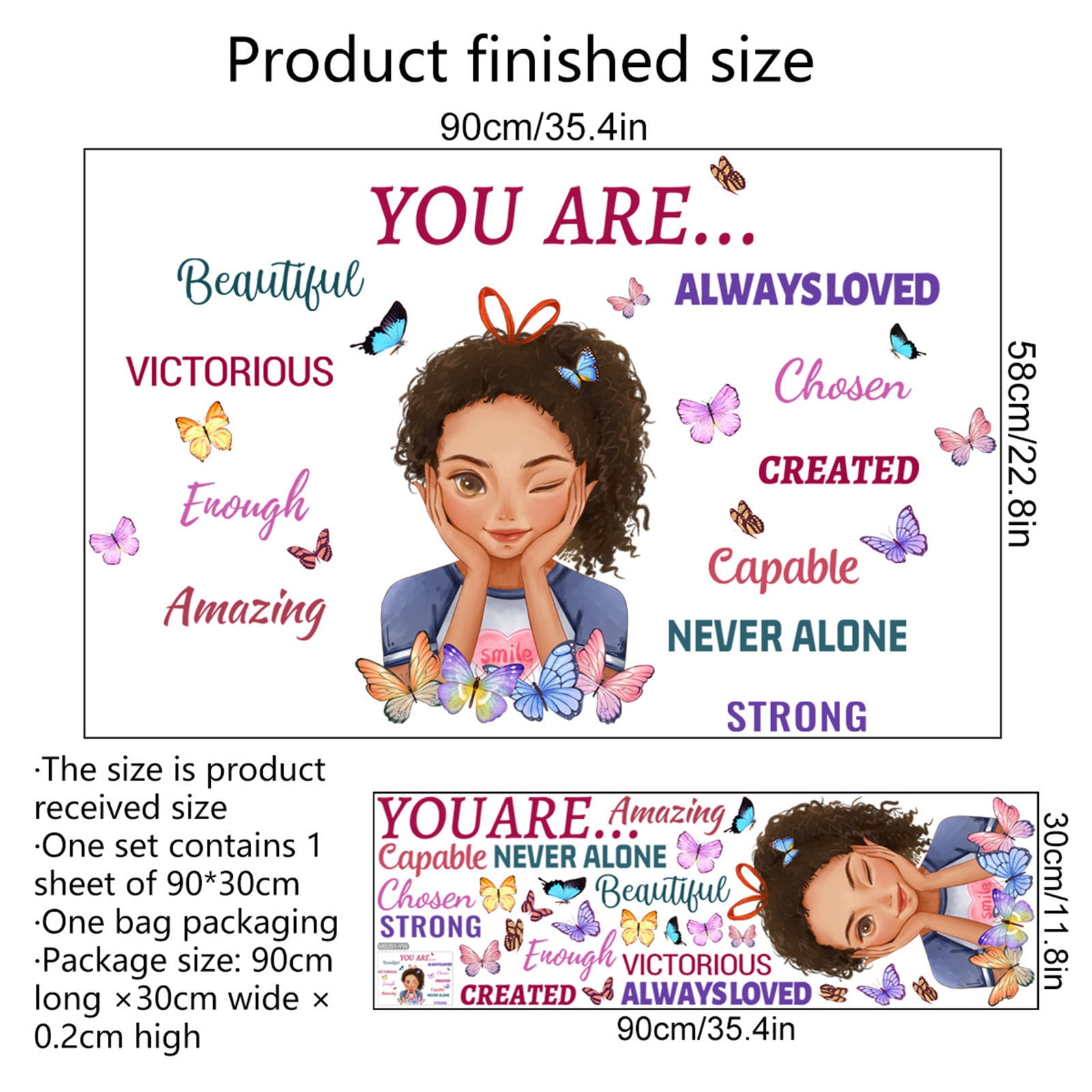 Inspiring Quote Wall Decals for Girls - Positive Affirmation Stickers ...