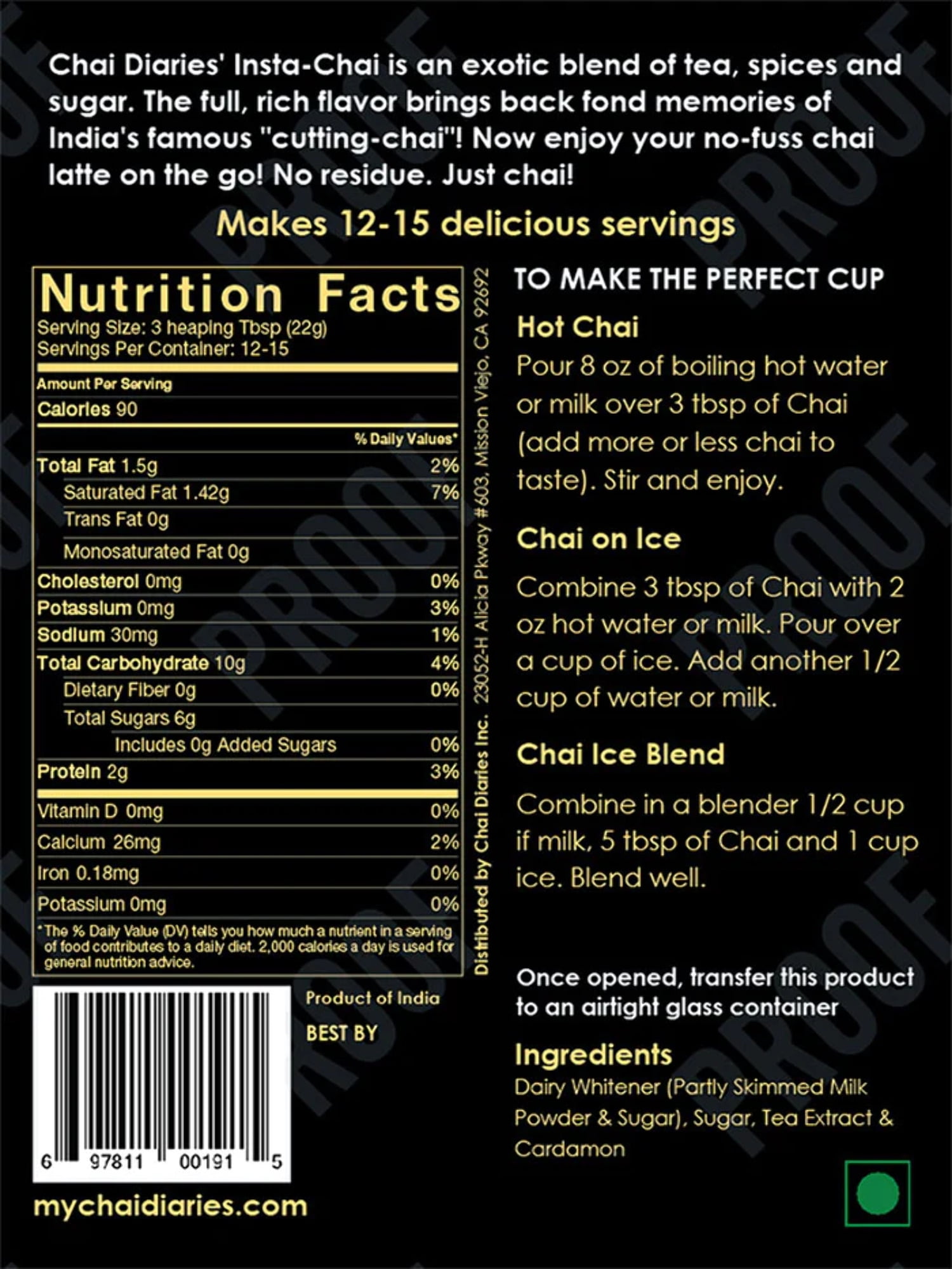 Insta Cardamom Chai (2.2 Lb Zip Pouch) - Walmart.com