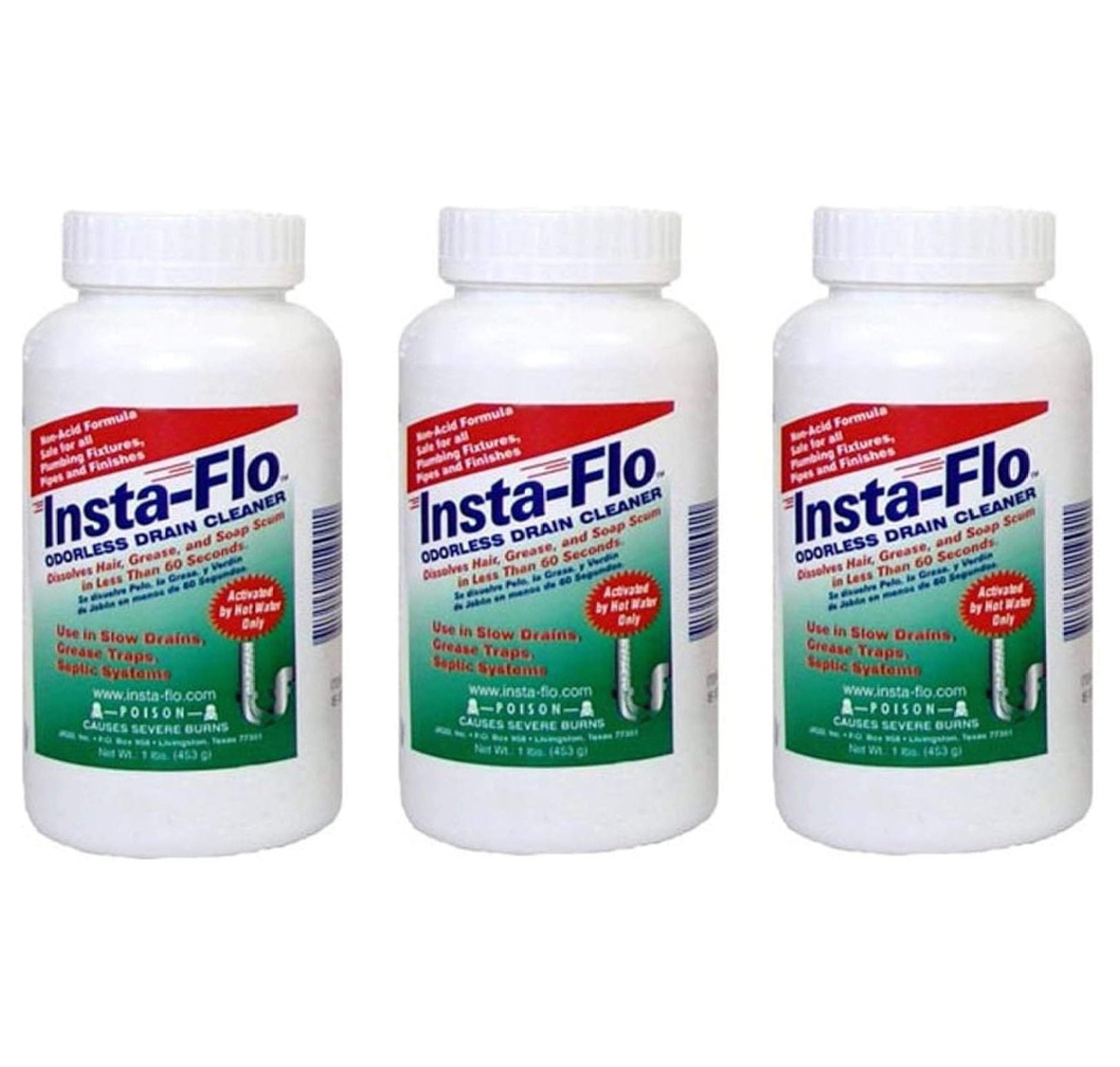 Insta Drain Cleaner - 1 LB - Powerful Drain Opener for Clogged Pipes ...