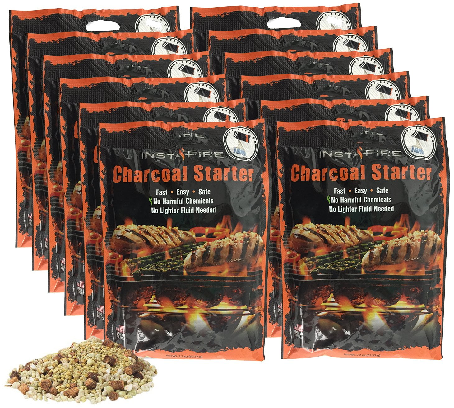 Insta-Fire Granulated Single Use Charcoal Briquette Starter Pouch (12 Pack) - Walmart.com
