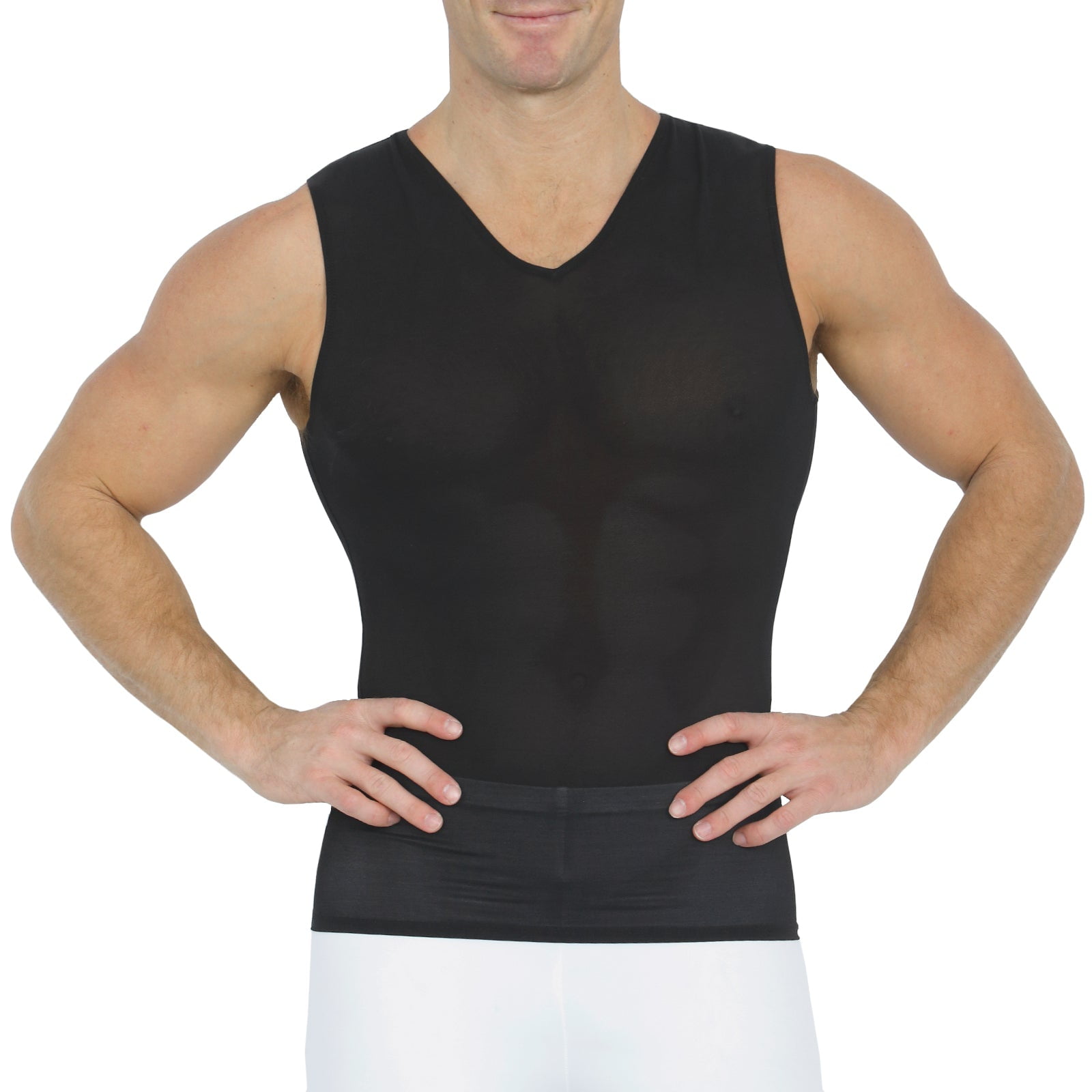 Men's Insta Slim 180VS00N1 Power Mesh Compression Sleeveless V-Neck ...
