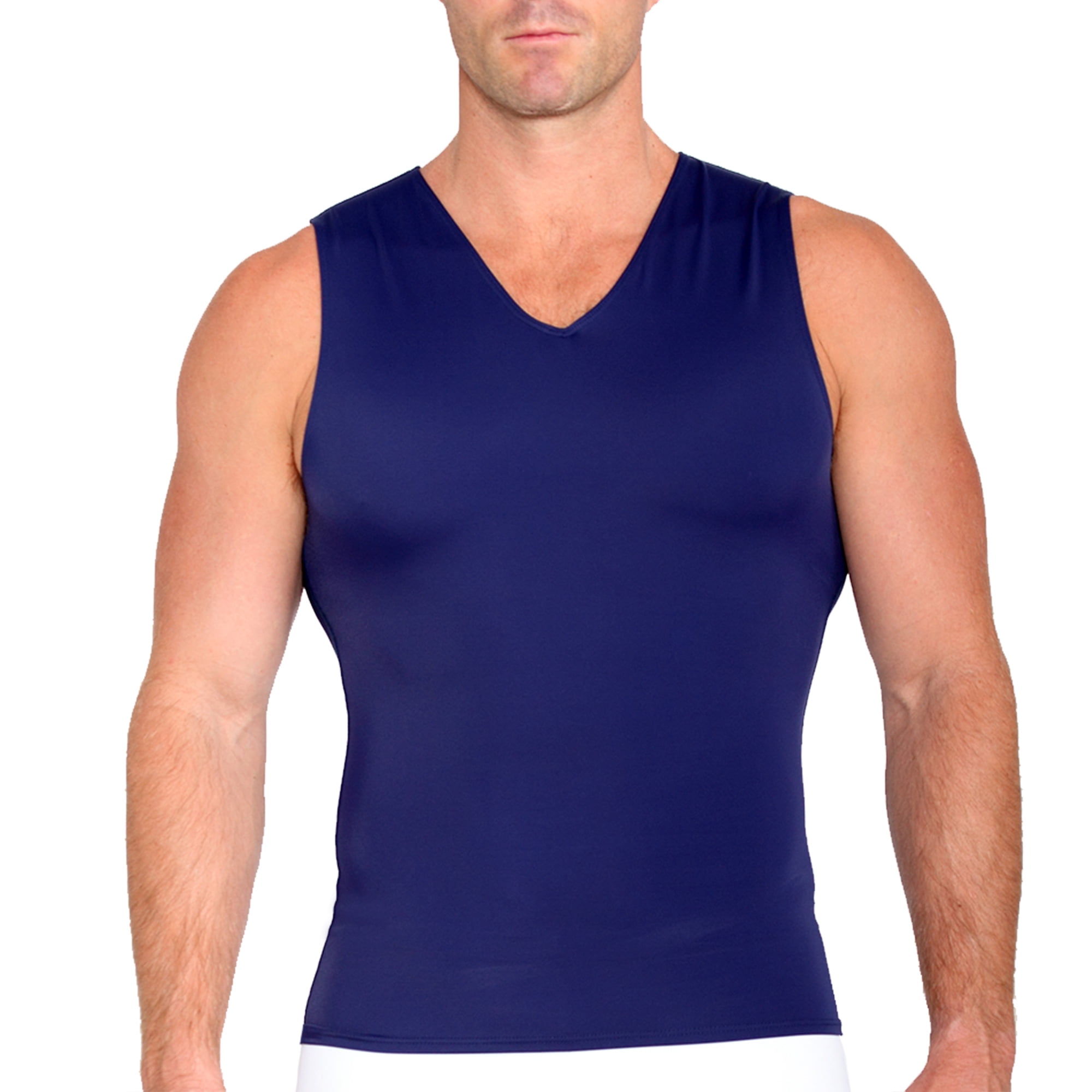 Insta Slim - Made in USA - Firm Compression Sleeveless V-Neck Body Shaper for Men. Tummy Control ...