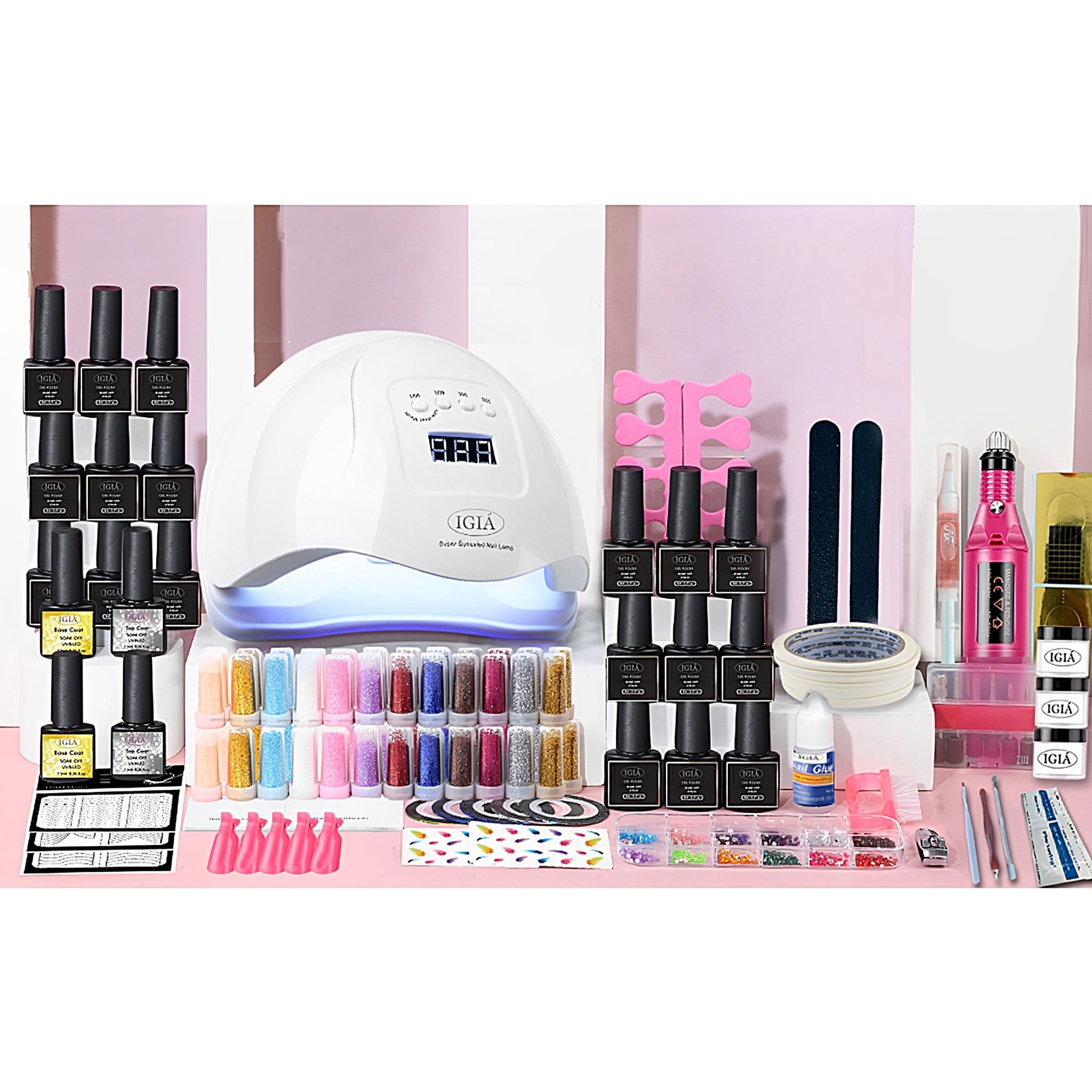 Insta Speed Salon Kit - UV Gel Dryer, 5 Gel polish bottles, Lighted ...