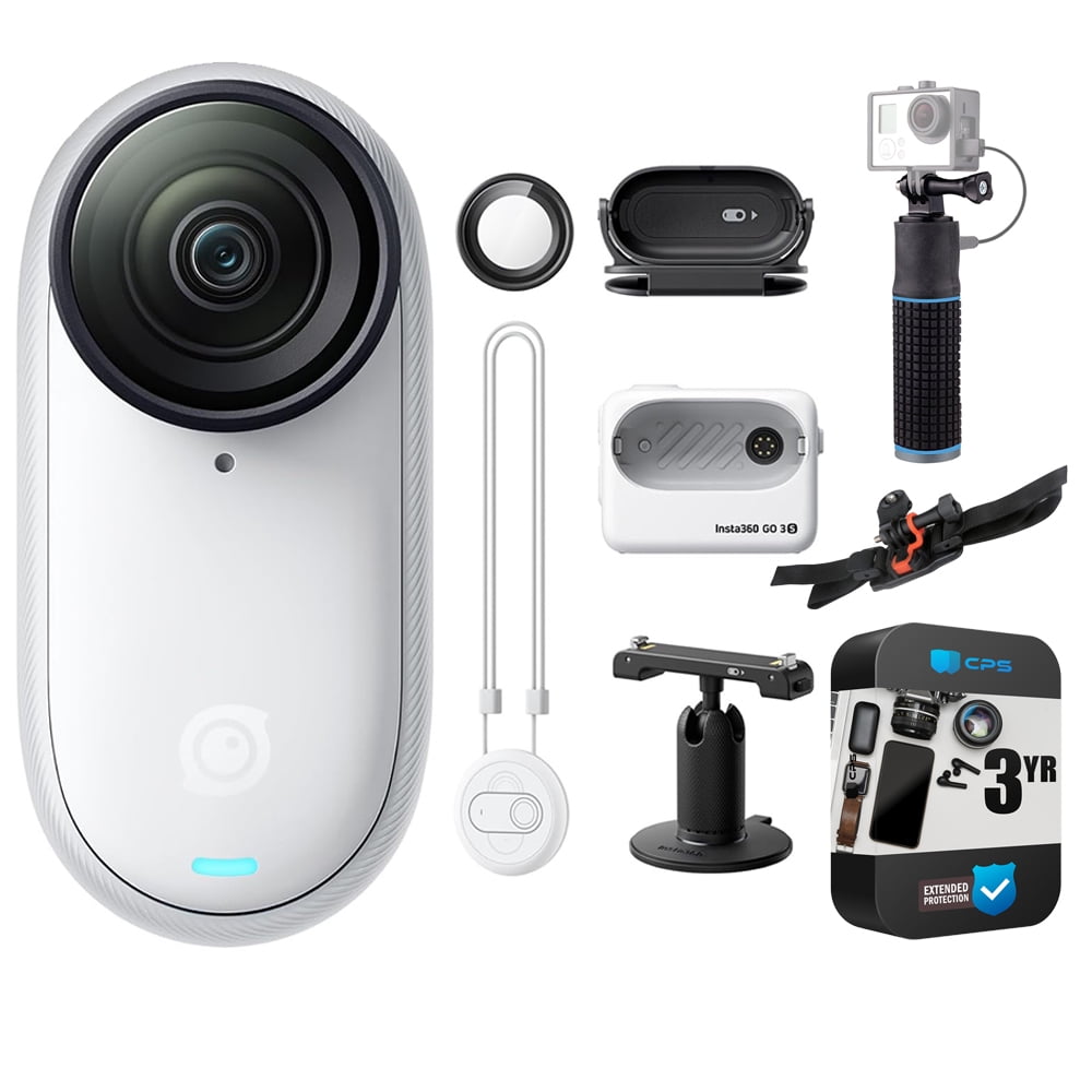 Insta360 GO 3S (128GB, White) Waterproof Tiny Mighty 4K Action Camera Bundle with Vivitar Pro ...